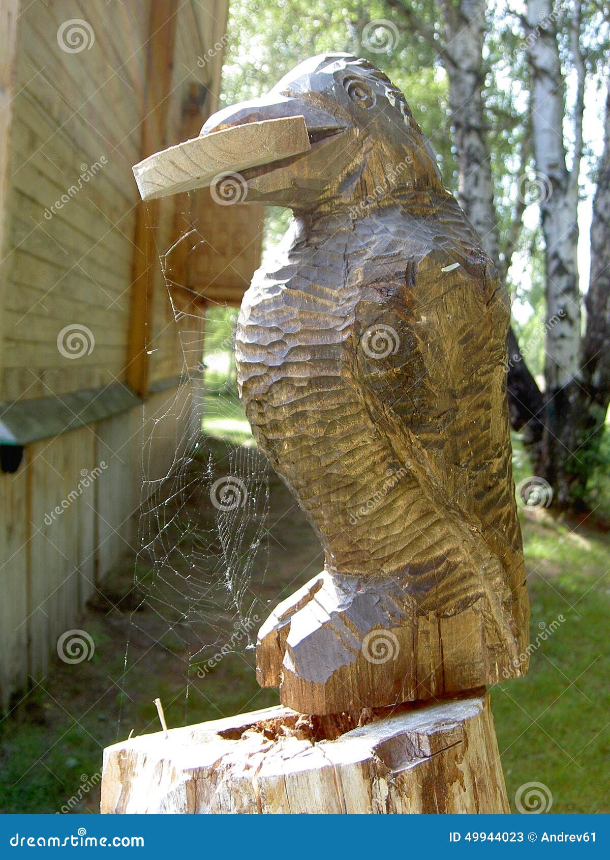Carved Wooden Figure of a Crow Stock Image - Image of agricultural ...