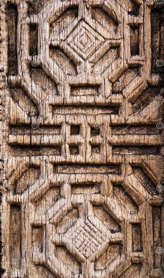 Carved Wooden Geometric Pattern Stock Image - Image of texture, wood ...