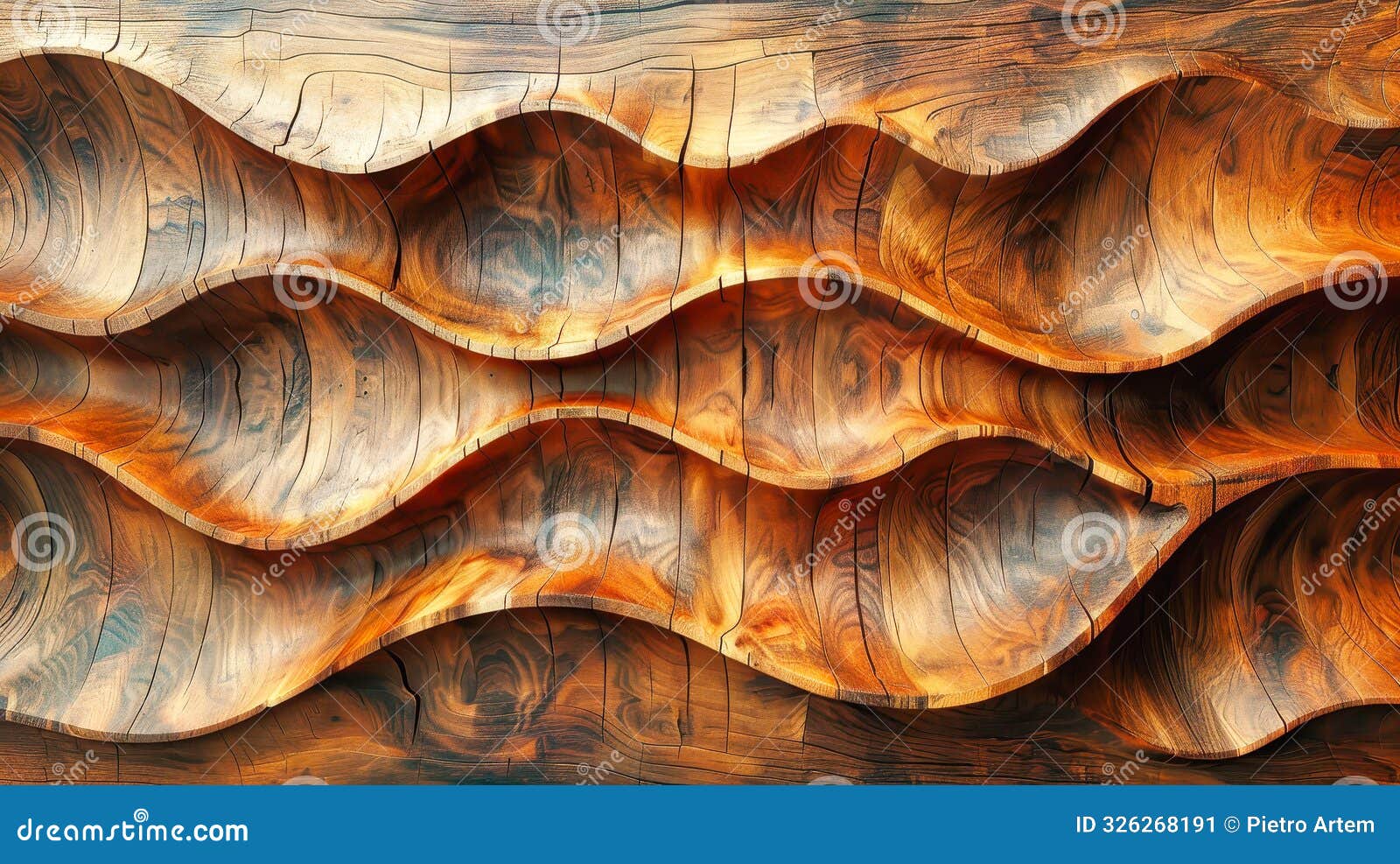 A Carved Wooden Sculpture of Flowing Waves Stock Image - Image of ...