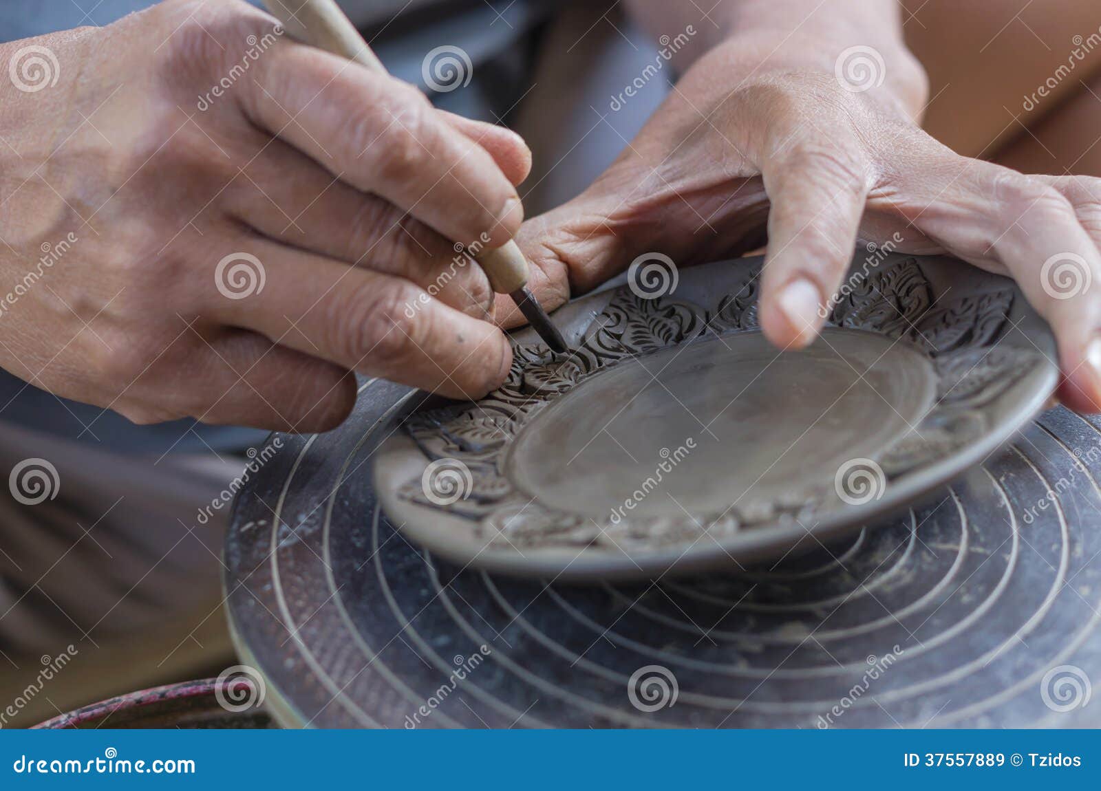 Carving Clay for Make Earthenware Stock Image - Image of skill, human ...