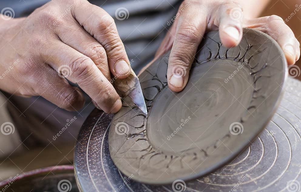 Carving Clay for Make Earthenware Stock Photo - Image of hobby, bowl ...