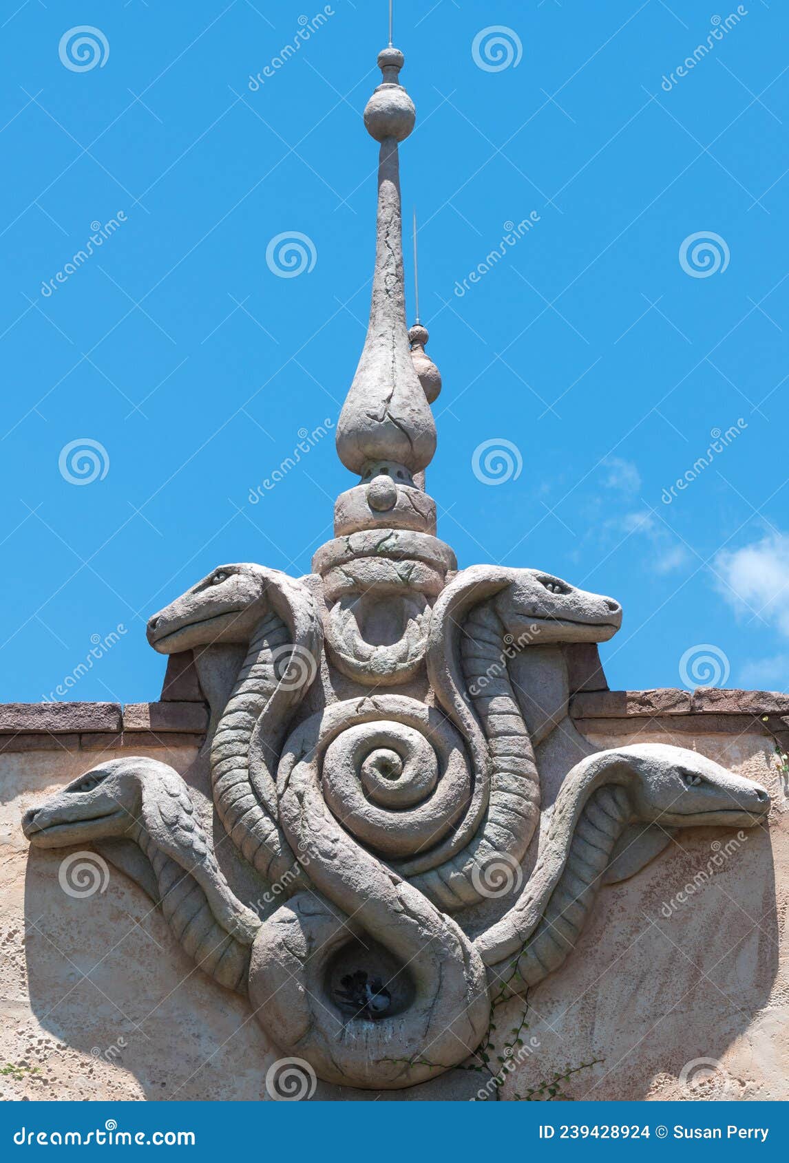 Carving Design on Top of Building, Snakes Stock Photo - Image of ...