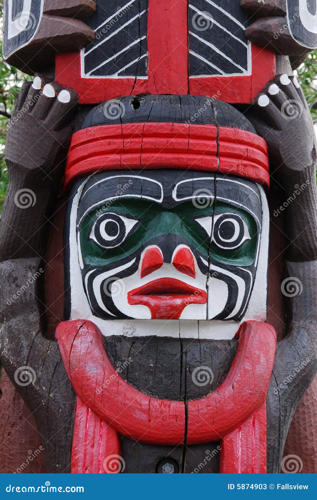 Carving Face on a Totem Pole Stock Image - Image of mask, ceremony: 5874903