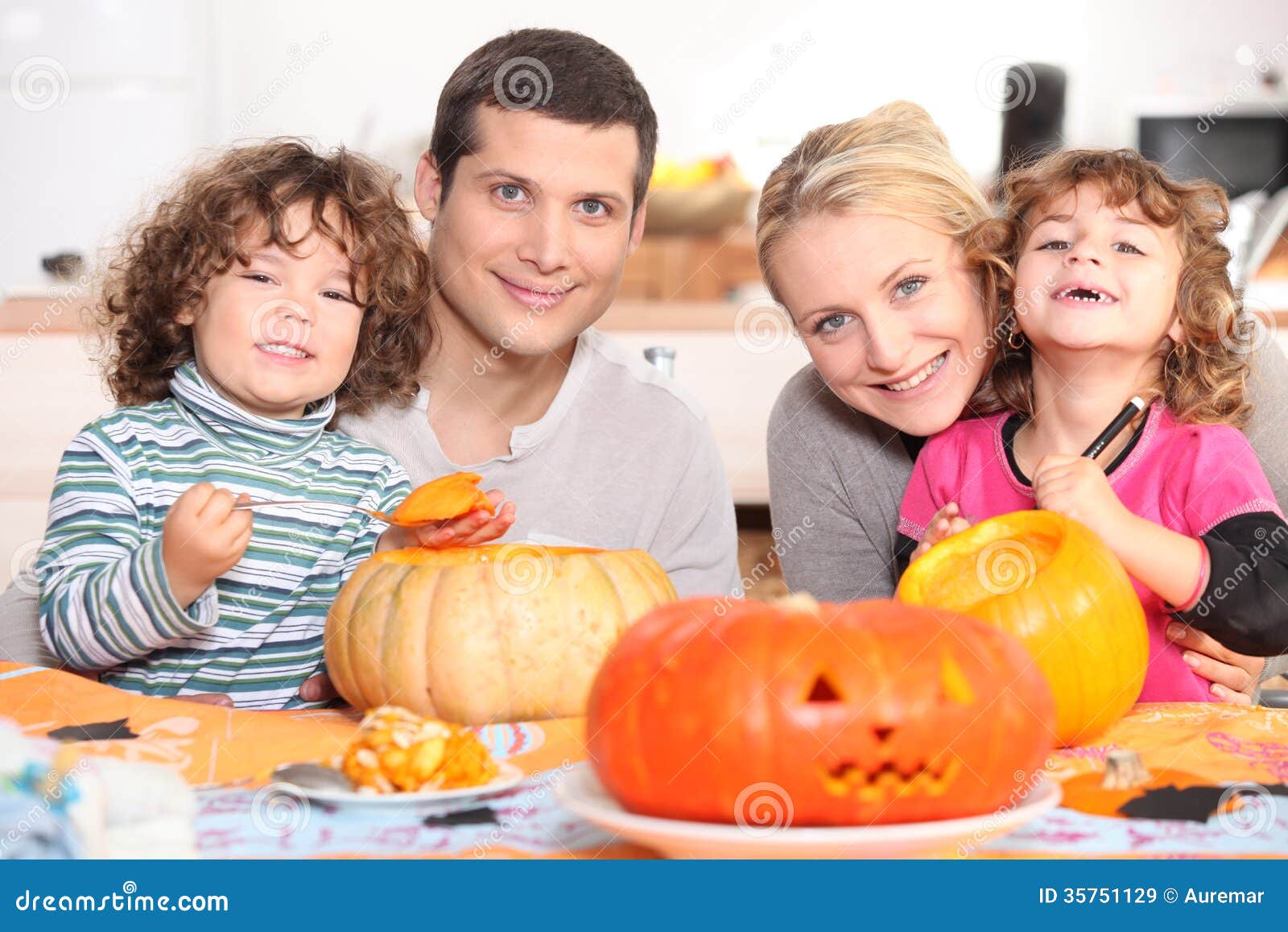 Carving the Halloween Pumpkin Stock Image - Image of happiness ...