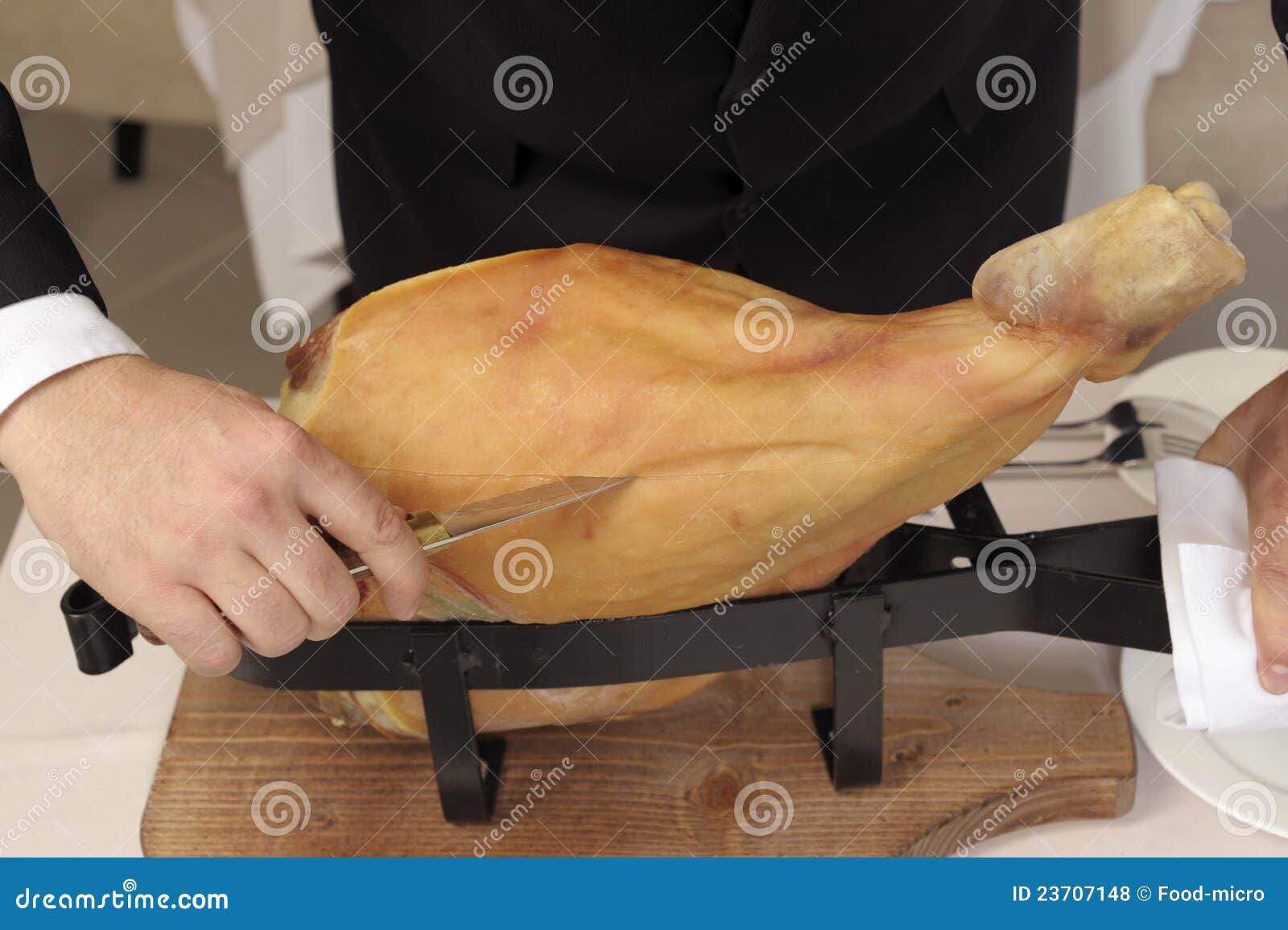 Carving a Raw Ham on a Ham Stand Editorial Stock Photo - Image of ...