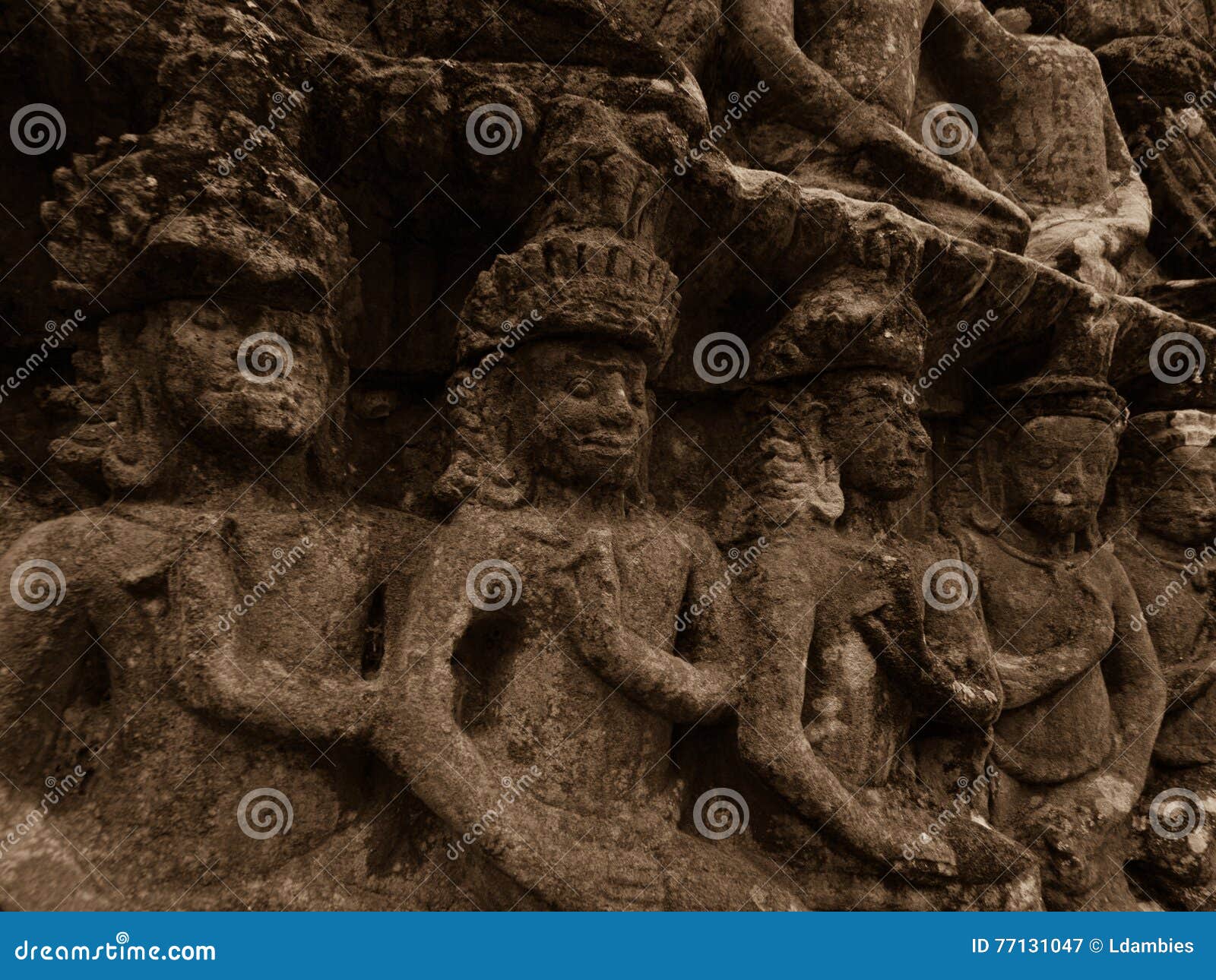 Carvings in Angkor temple stock image. Image of temple - 77131047