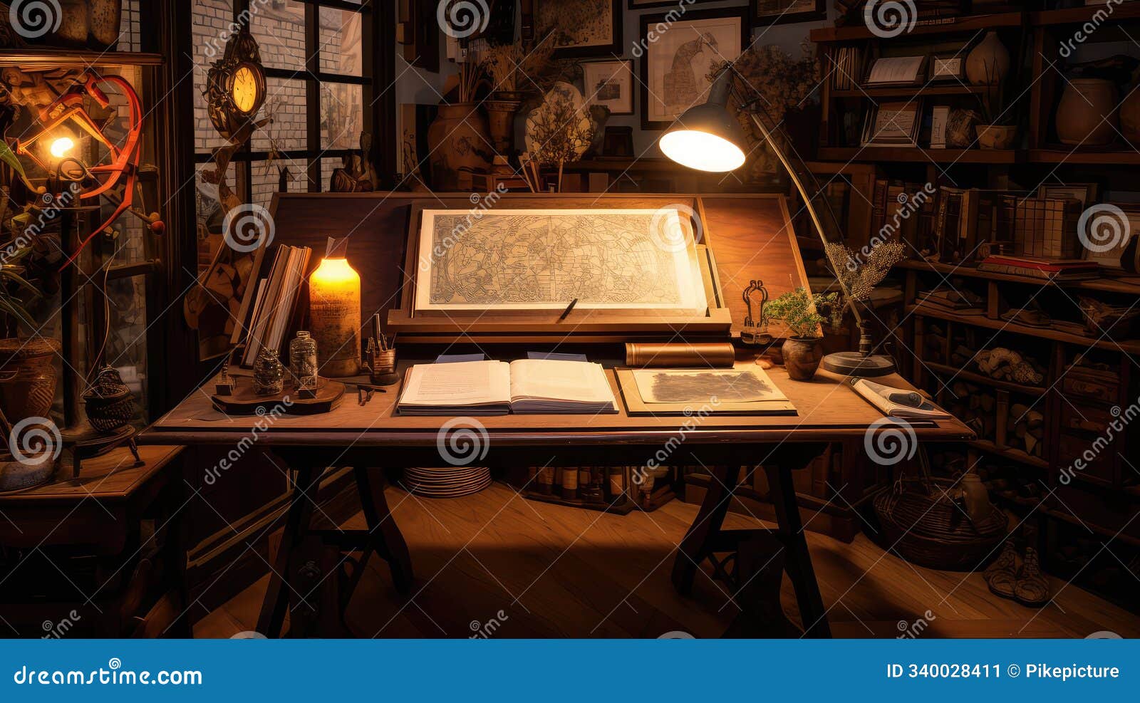 Carvings drafting table stock illustration. Illustration of supplies ...