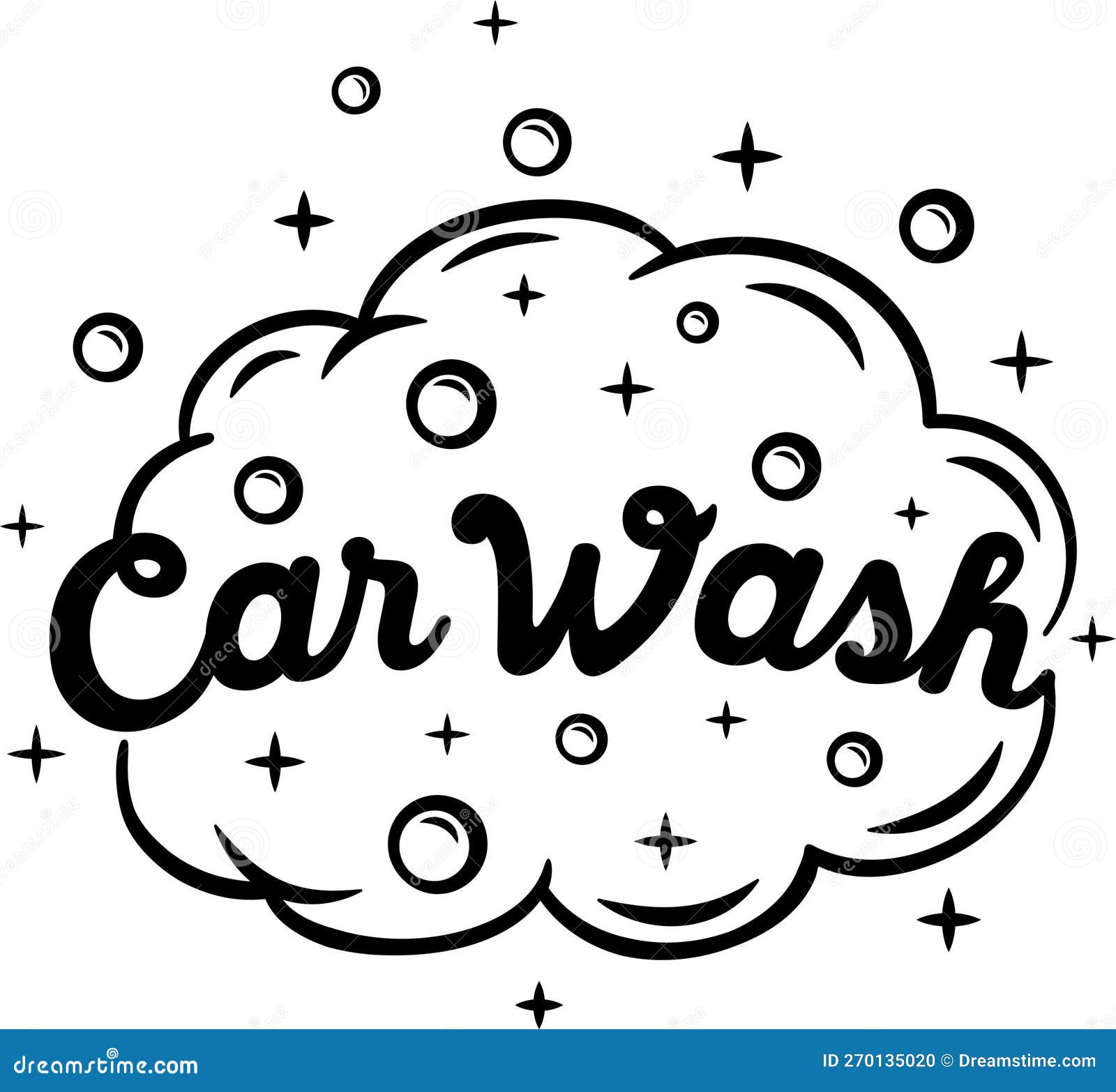 Car Wash Hand Drawn Lettering Design Template Vector Illustration