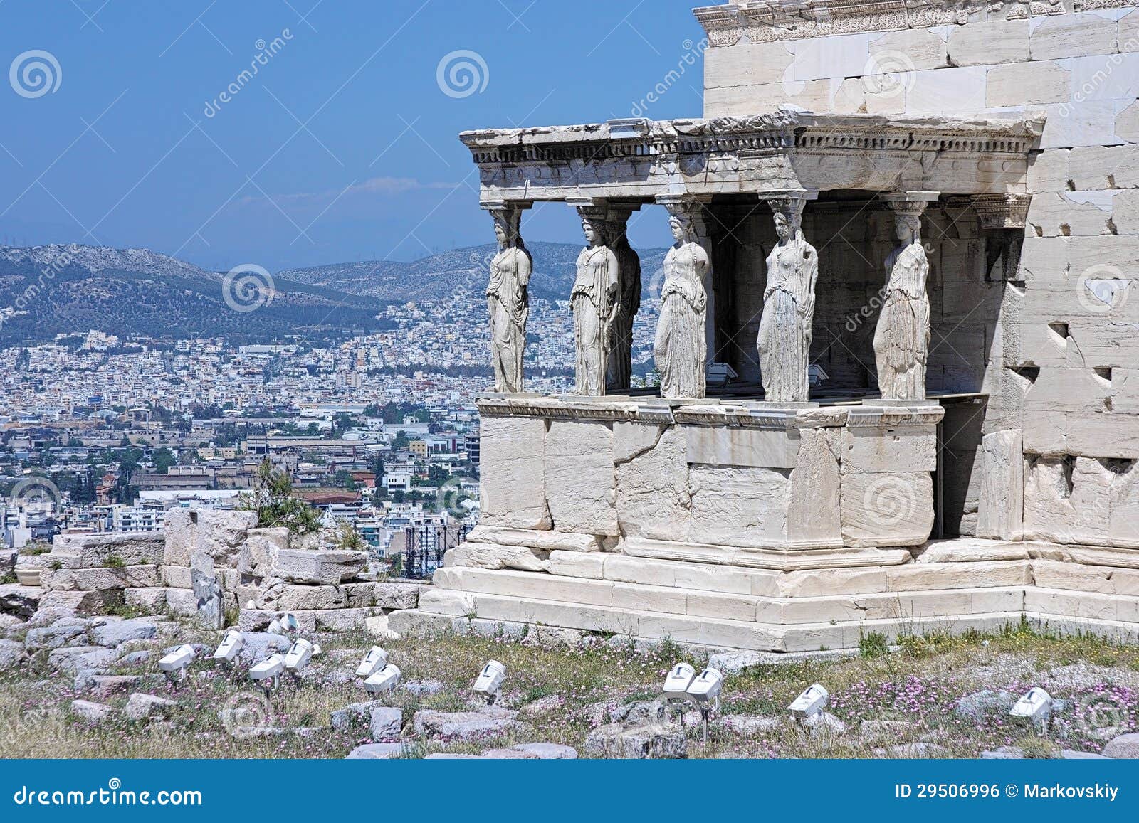Caryatid Porch of the Erechtheion in Athens Stock Photo - Image of ...
