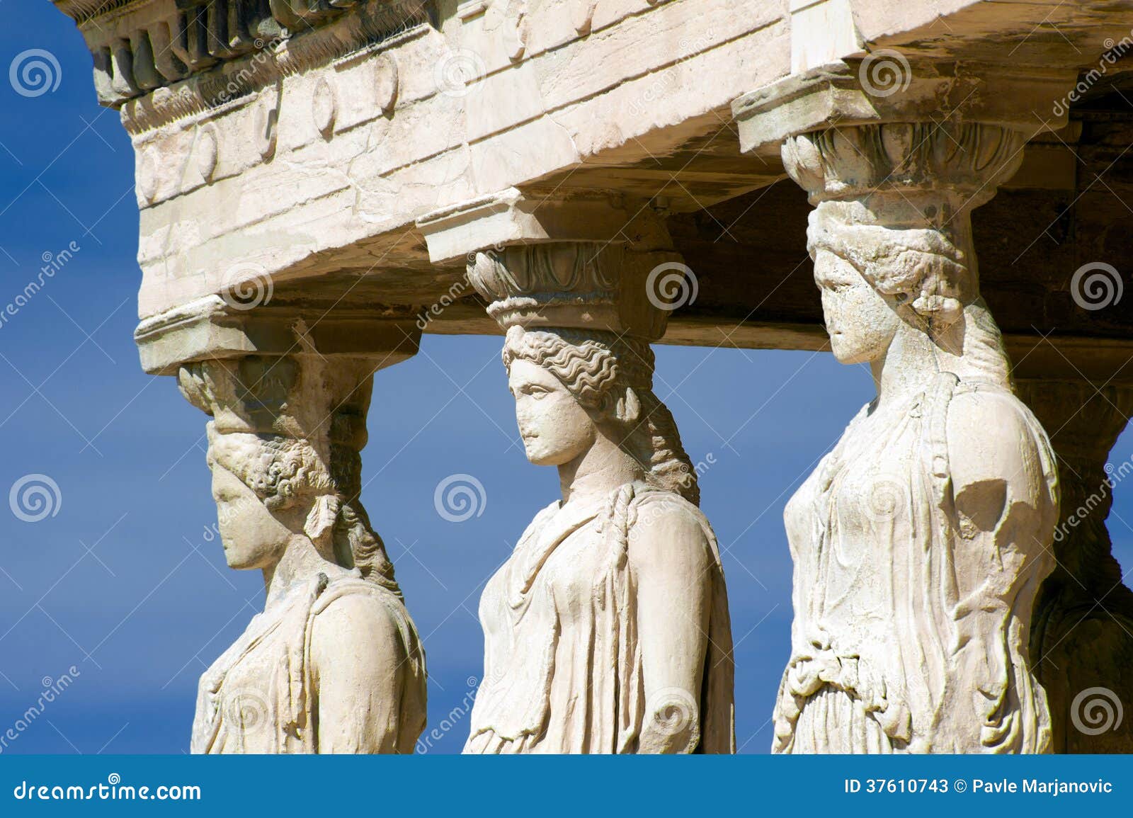 Caryatid Sculptures, Acropolis of Athens, Greece Stock Image - Image of ...