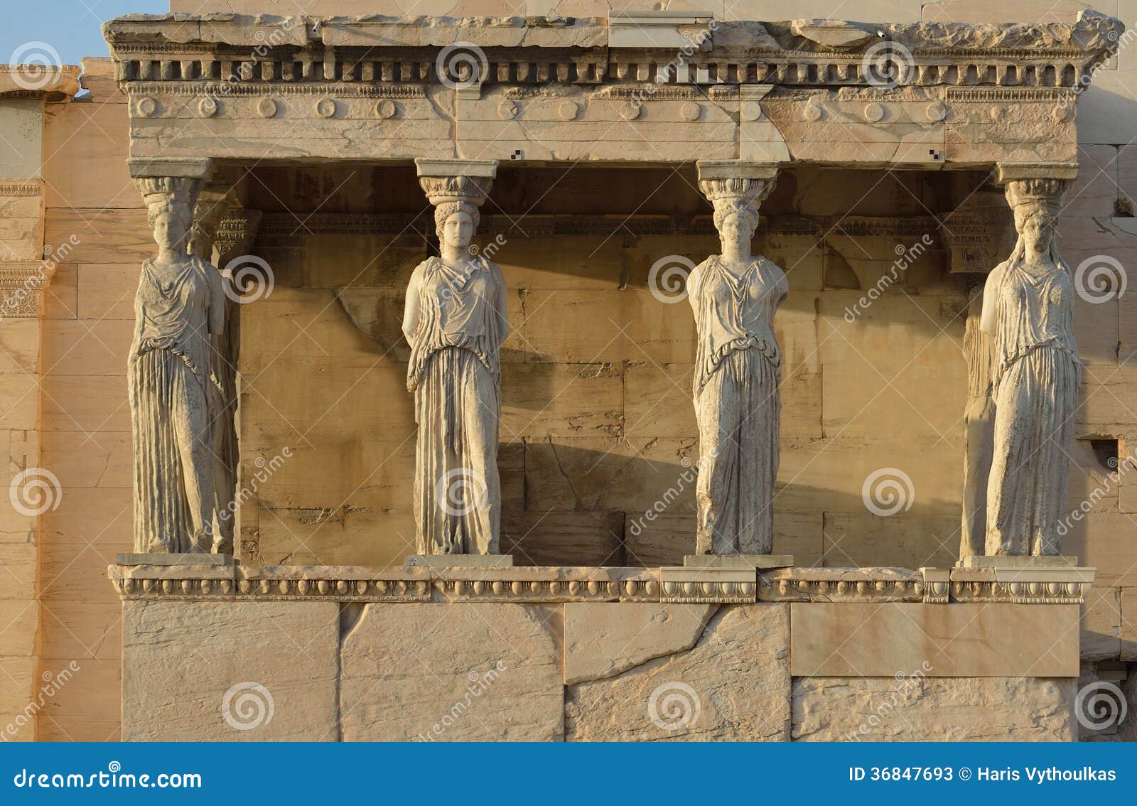 Caryatids Erechteion, Parthenon on the Acropolis in Athens Stock Image ...