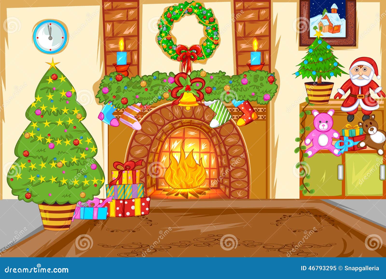 Casa Adornada De La Navidad Ilustración del Vector - Imagen: 46793295