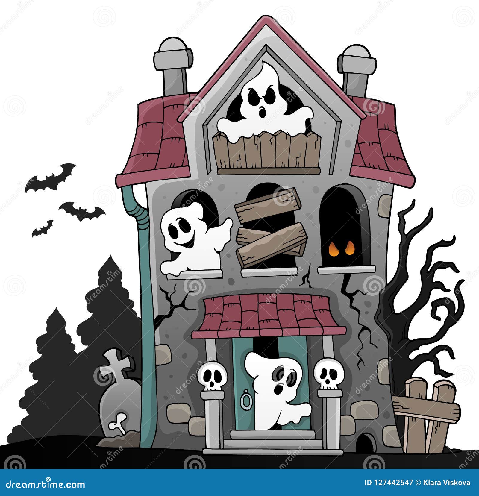 Casa Assombrada Com Tema 5 Dos Fantasmas Ilustração do Vetor ...