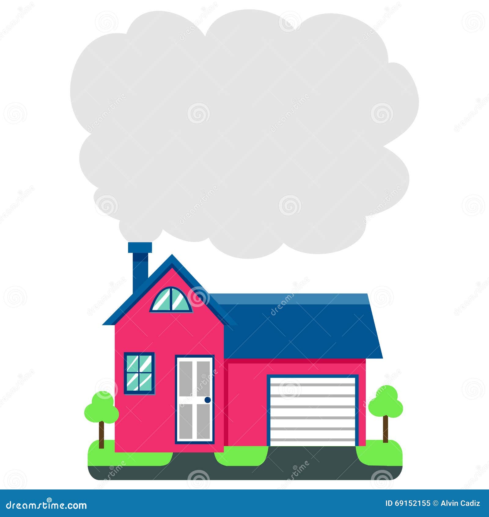 Casa Con Humo De La Chimenea Ilustración del Vector - Ilustración de ...
