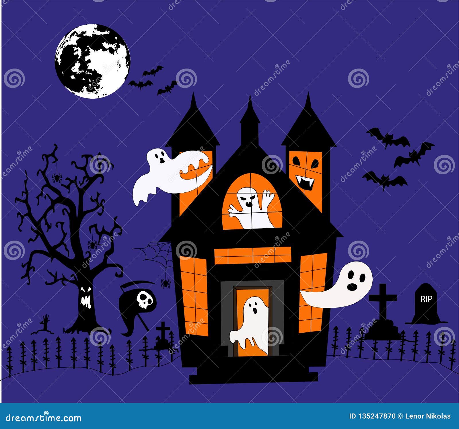 Casa con los fantasmas ilustración del vector. Ilustración de susto ...