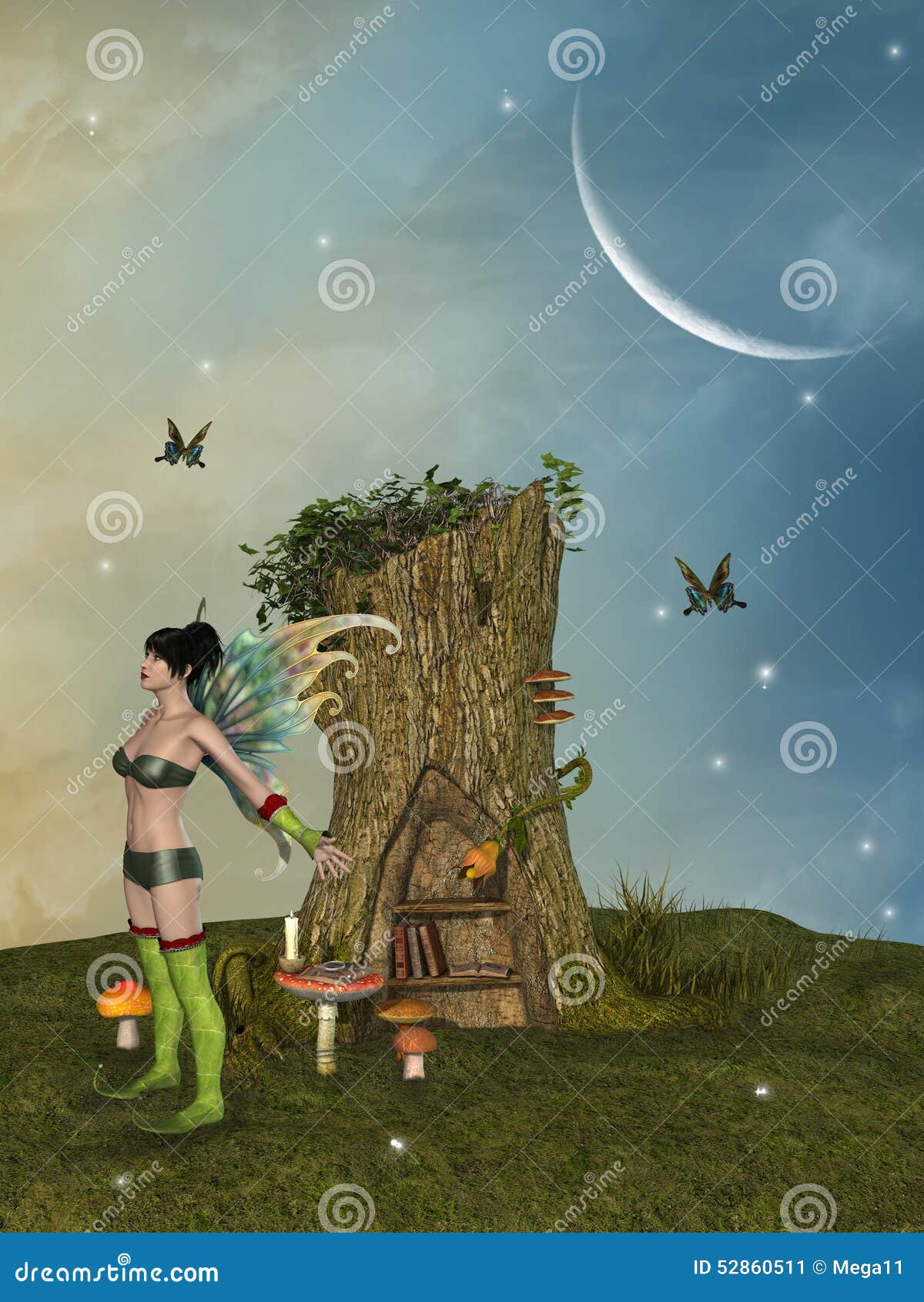 Casa de hadas stock de ilustración. Ilustración de encantamiento - 52860511