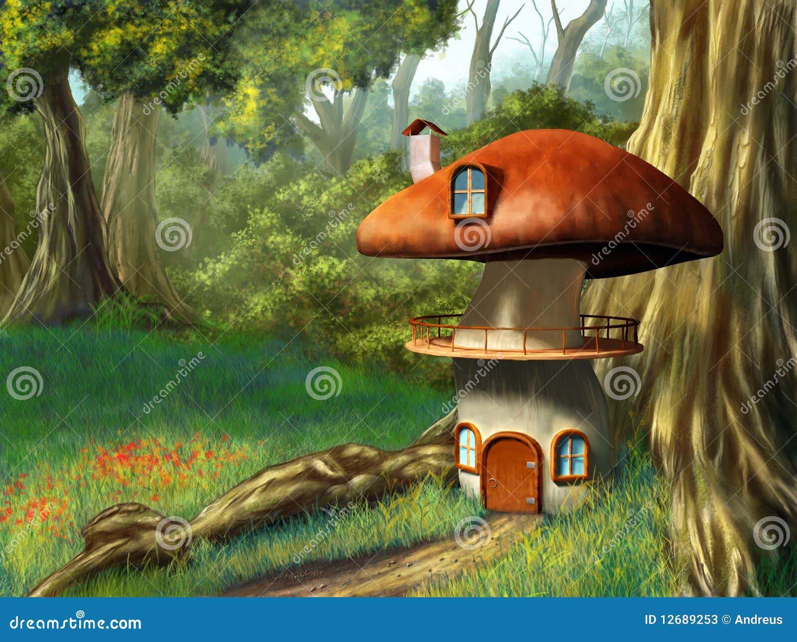 Casa de la seta stock de ilustración. Ilustración de paisaje - 12689253