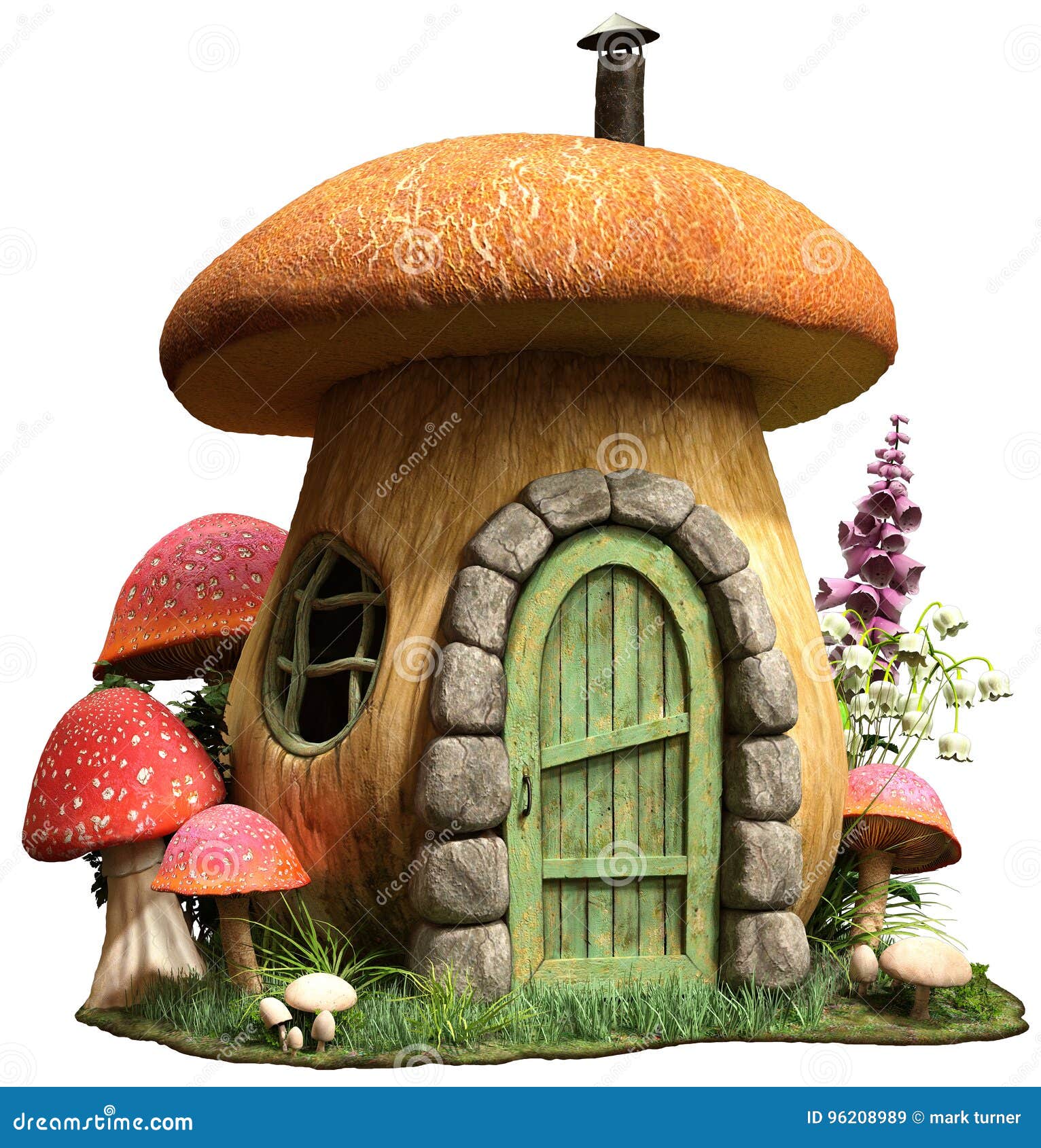 Casa de la seta stock de ilustración. Ilustración de chimenea - 96208989