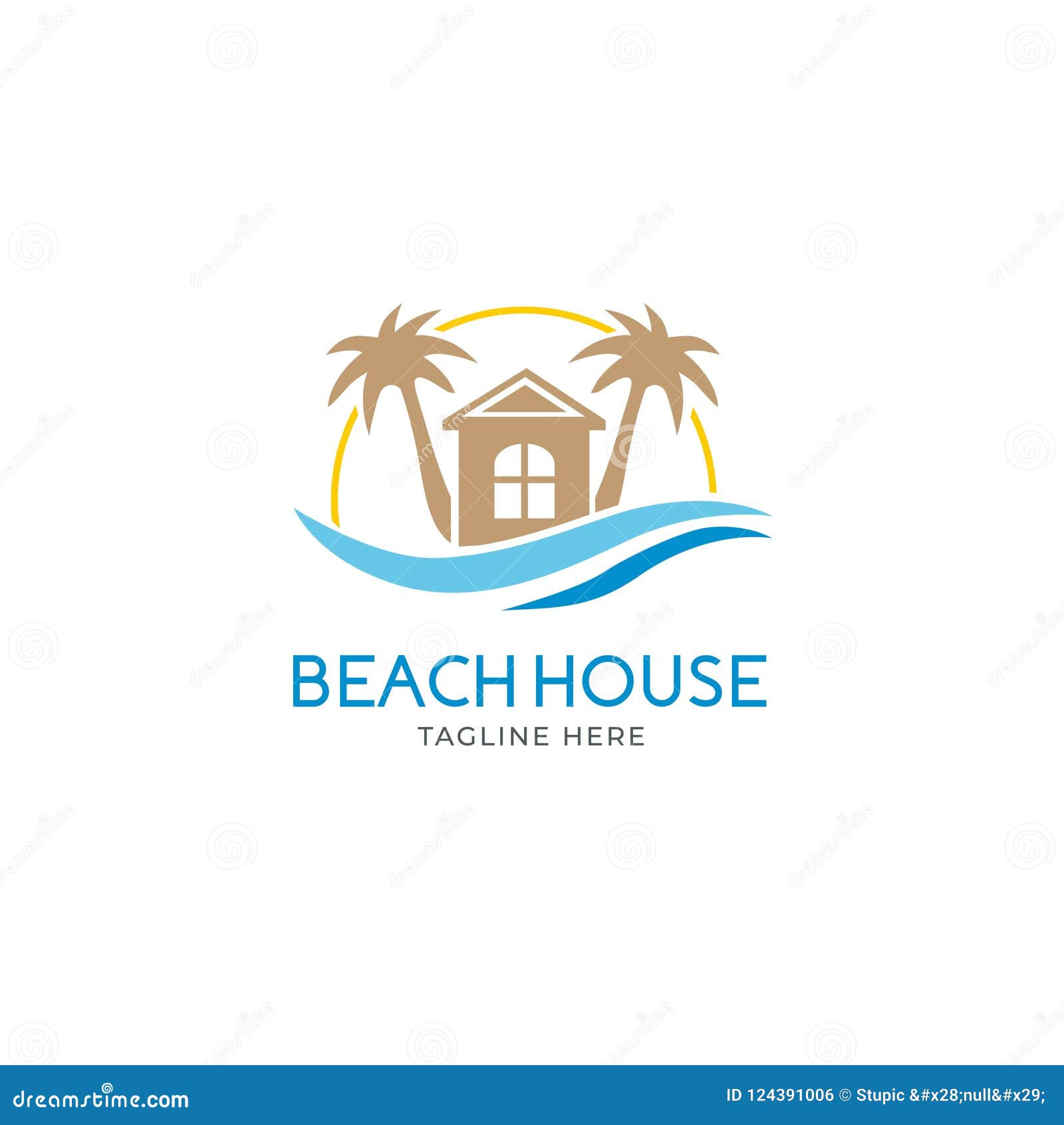 Casa De Playa Creativa Logo Design Vector Art Logo Ilustración del ...
