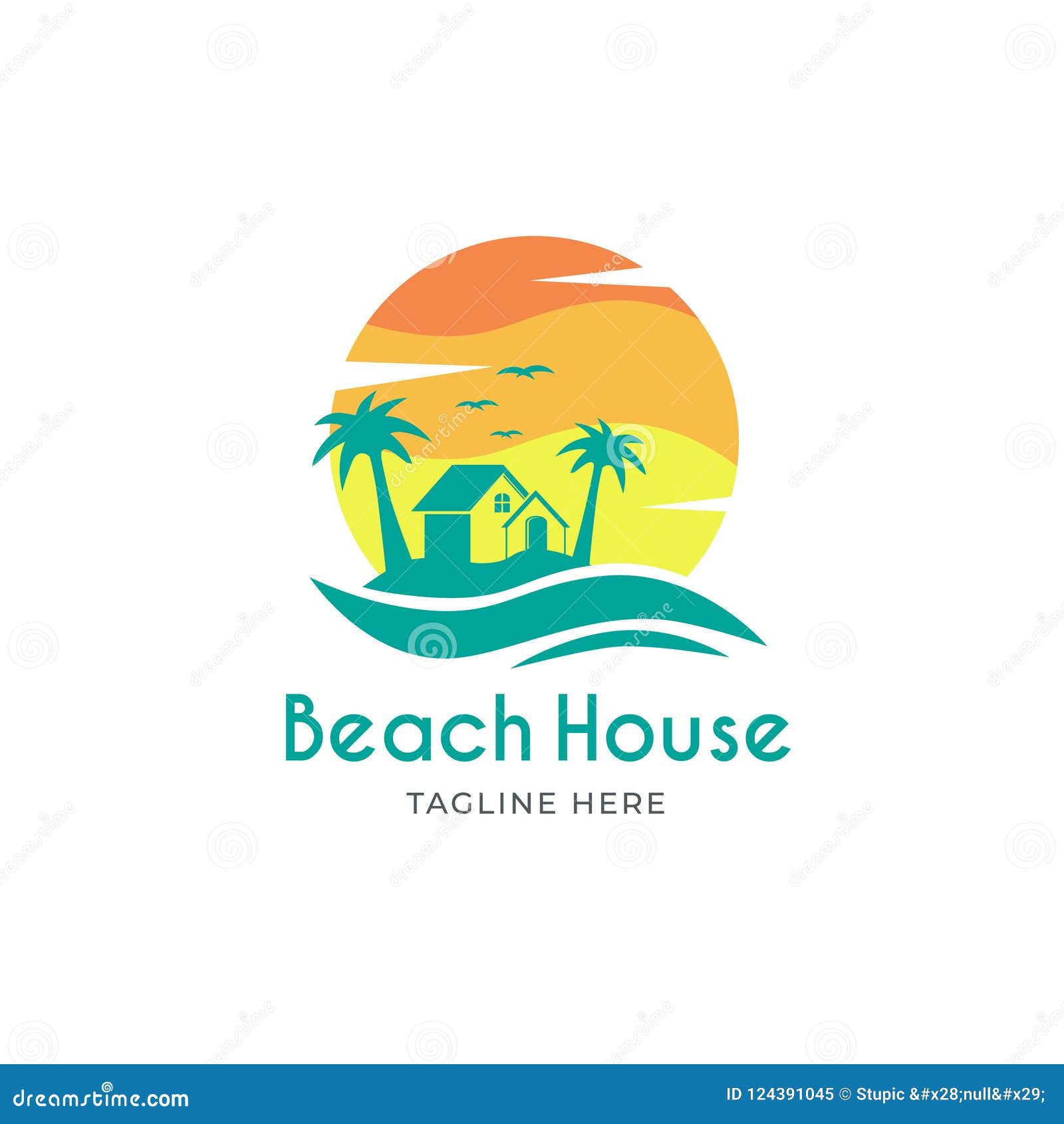 Casa De Playa Creativa Logo Design Vector Art Logo Stock de ilustración ...