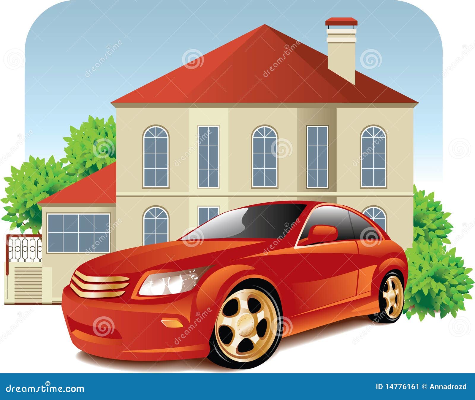 Casa e carro ilustração do vetor. Ilustração de exterior - 14776161
