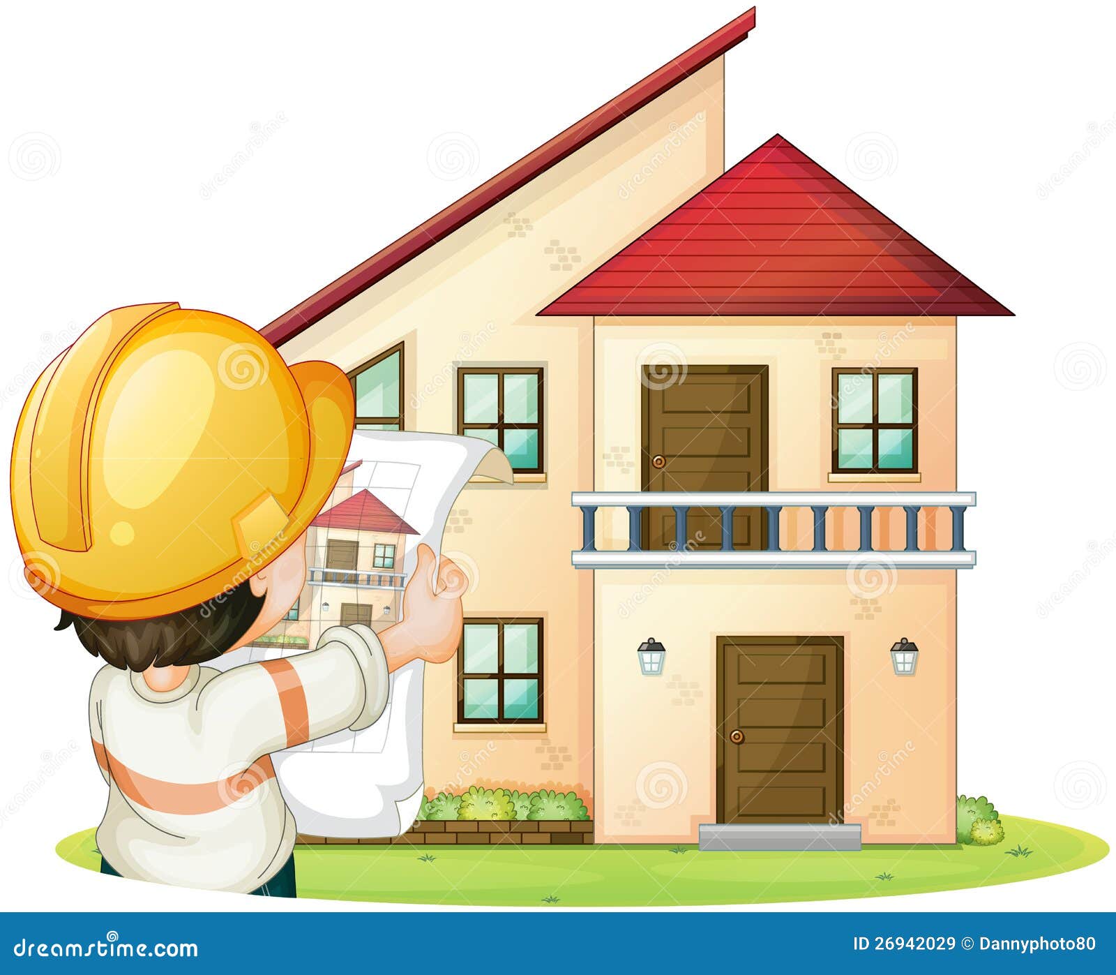 Casa e ingeniero ilustración del vector. Ilustración de vivo - 26942029