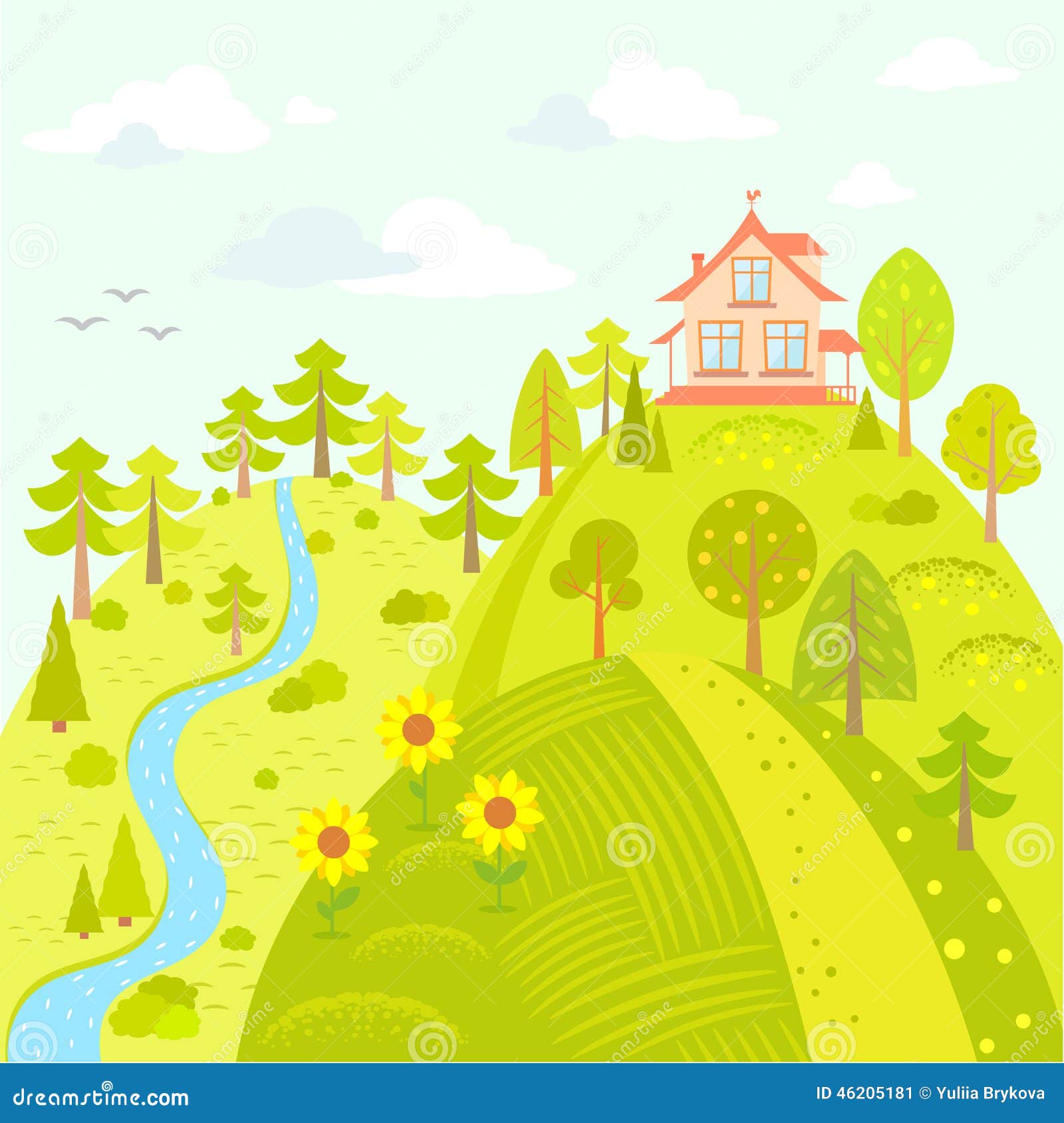 Casa en la colina ilustración del vector. Ilustración de hierba - 46205181 Casa en la colina ilustración del vector. Ilustración de hierba - 46205181