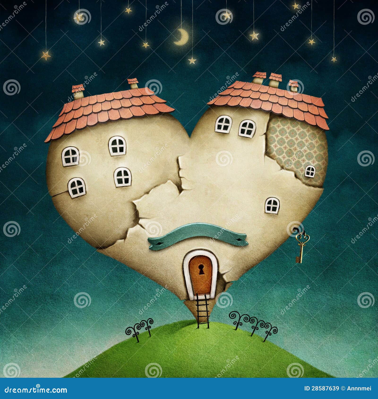 Casa En La Forma De Corazón Stock de ilustración - Ilustración de cree ...