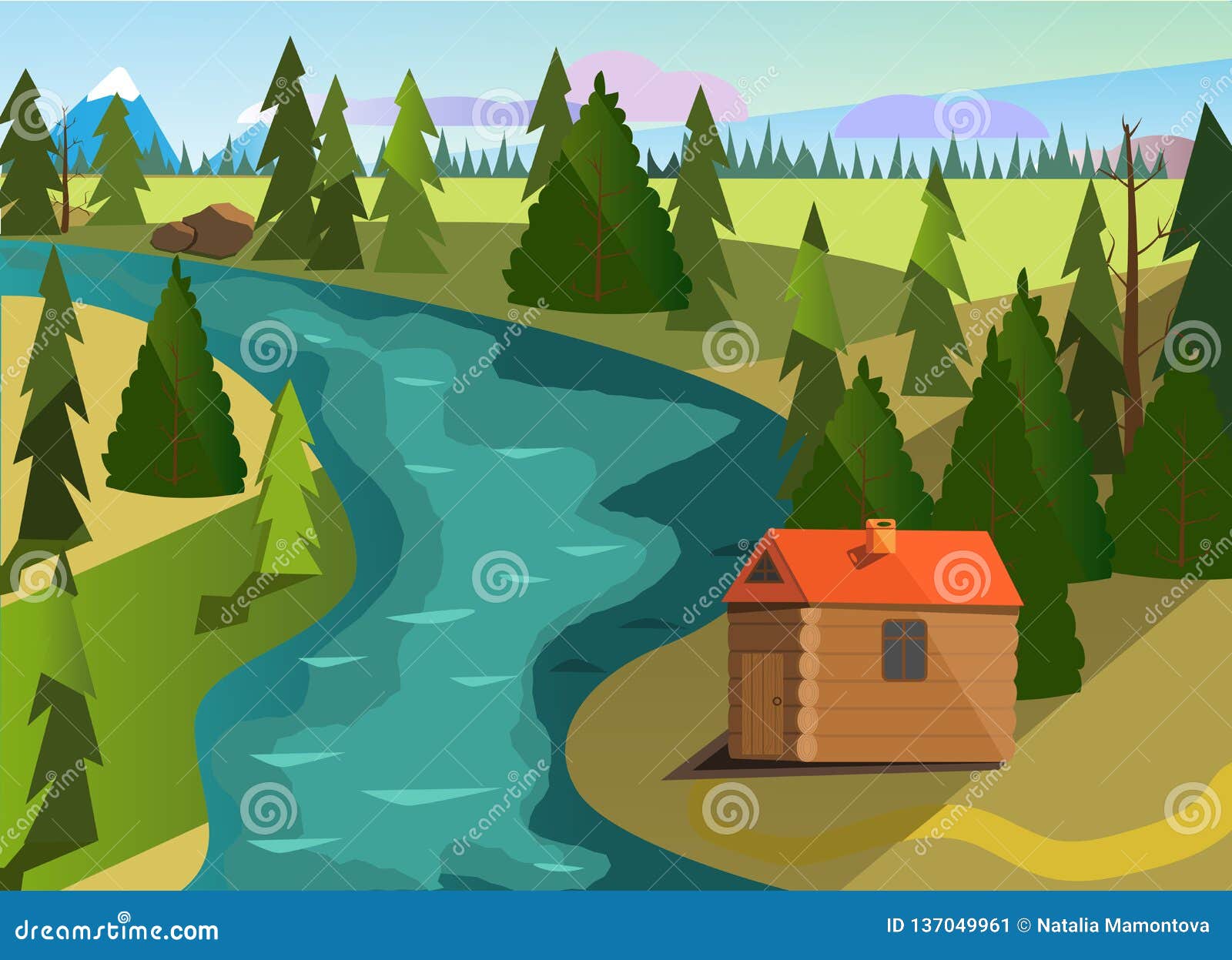 Casa en la orilla del río ilustración del vector. Ilustración de ...