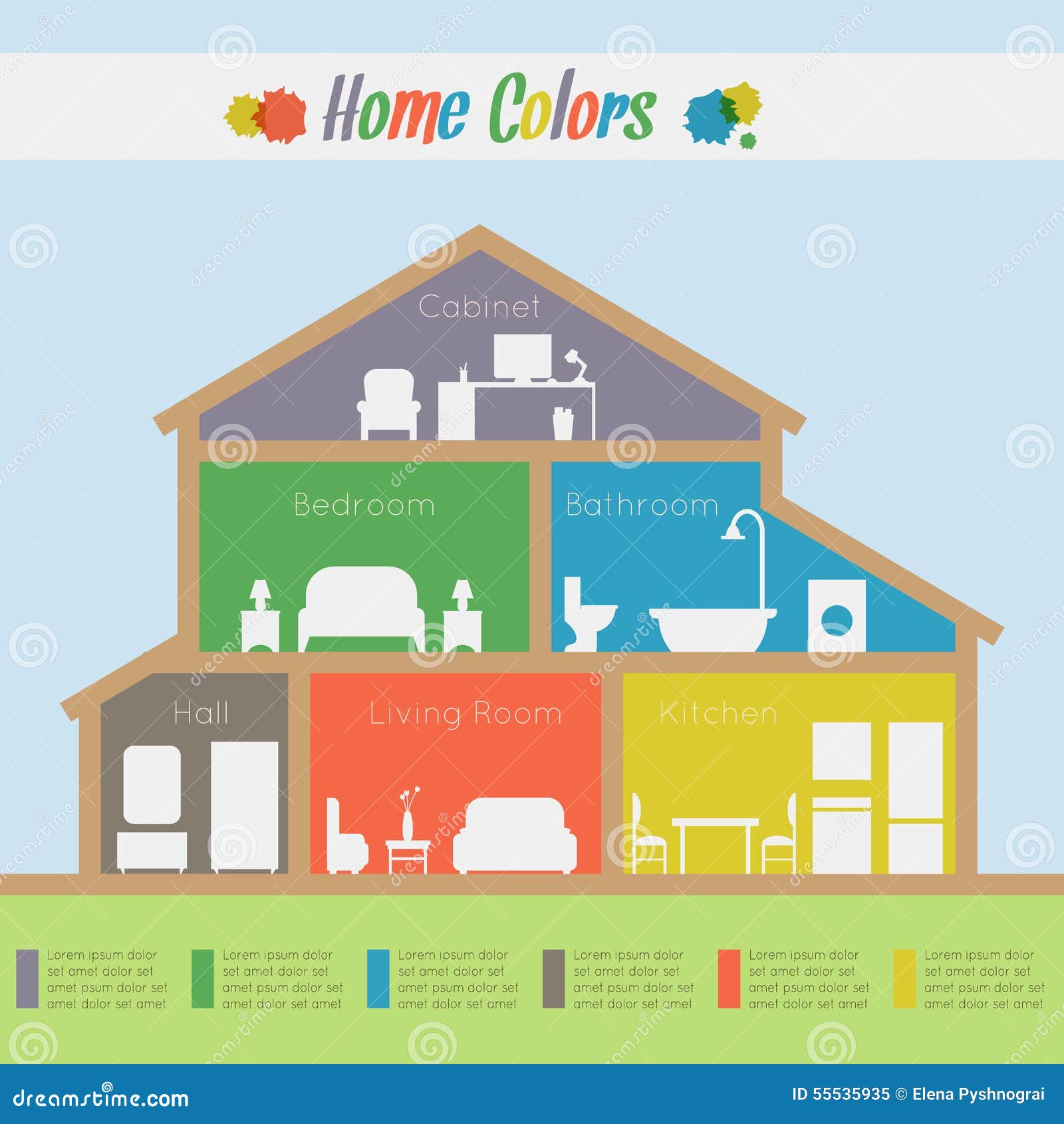 Casa Infographic ilustración del vector. Ilustración de cocina - 55535935