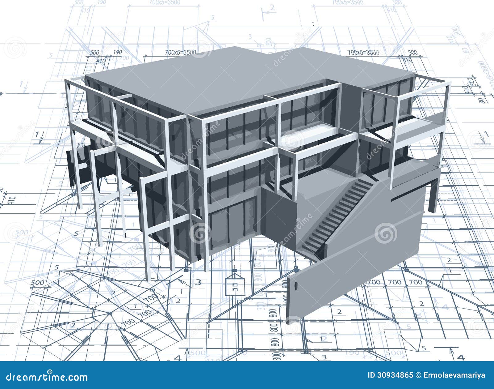 Casa Modelo De La Arquitectura Con El Modelo. Vector Ilustración del ...