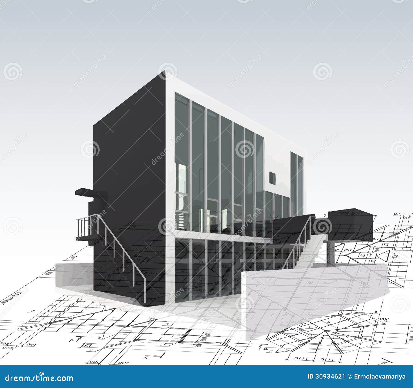 Casa Modelo De La Arquitectura Con Los Modelos. Vector Ilustración del ...