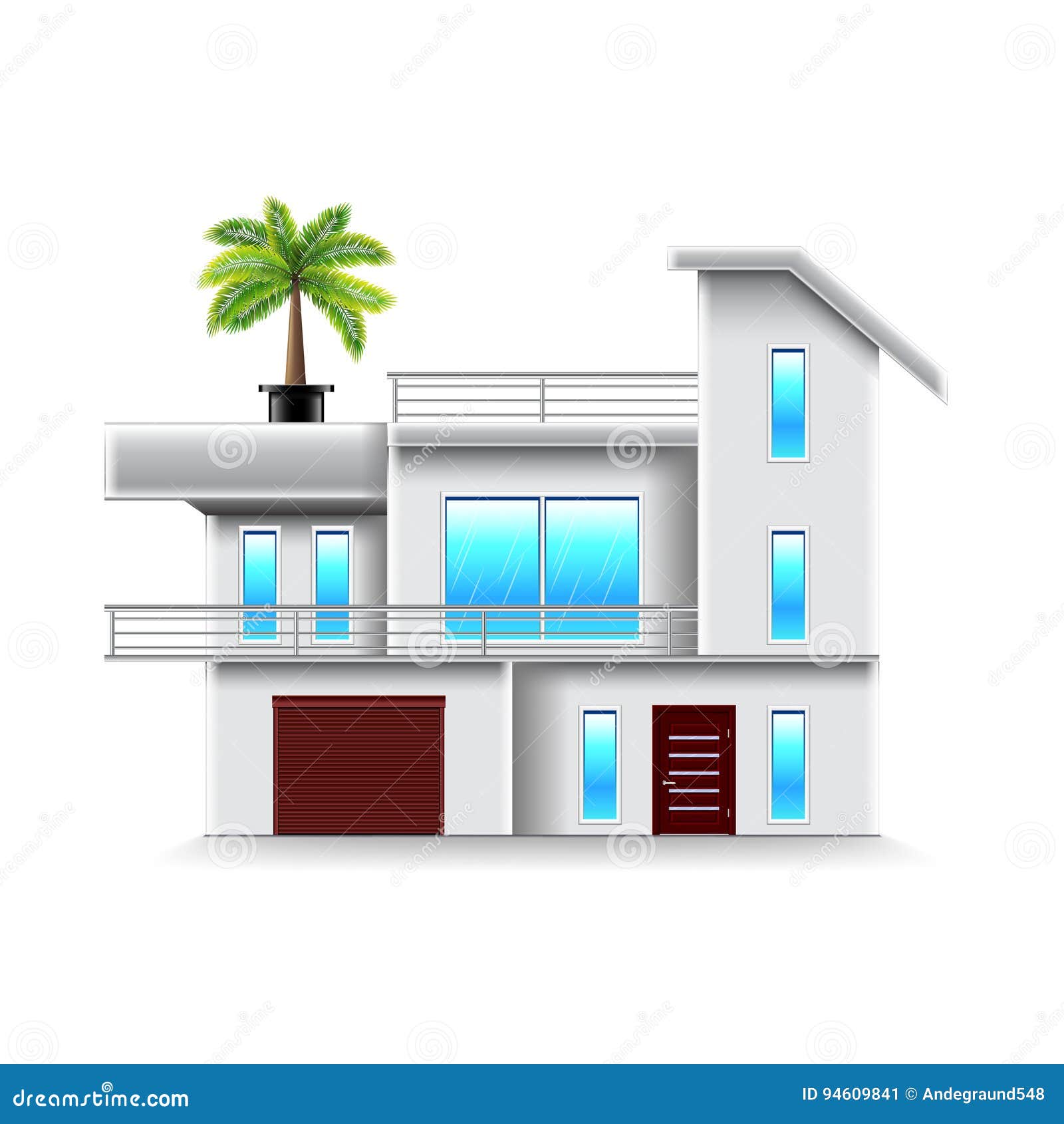 Casa Moderna Con Vector Aislado Ventanas Grandes Ilustración del Vector ...