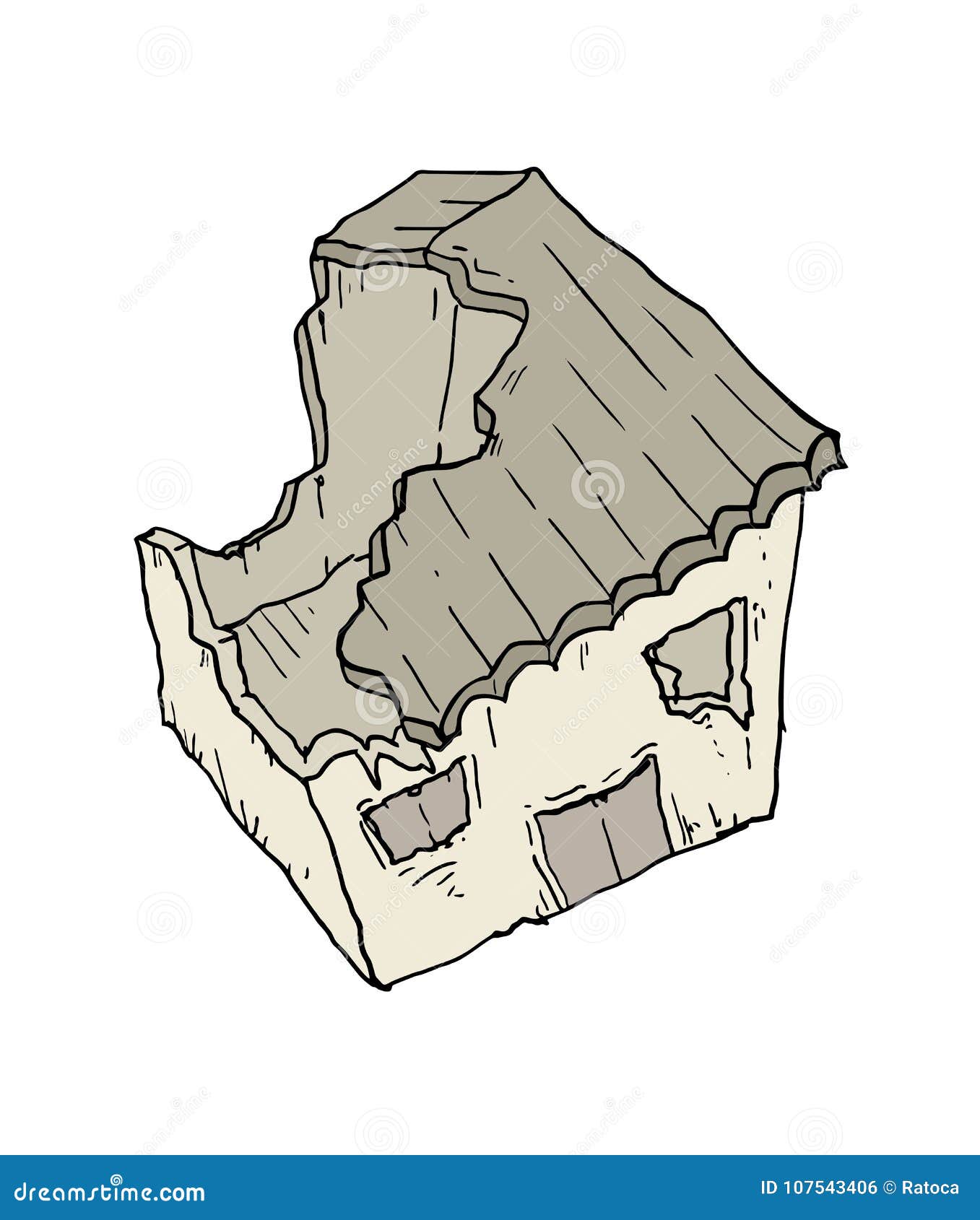 Casa rota vieja ilustración del vector. Ilustración de edificio - 107543406