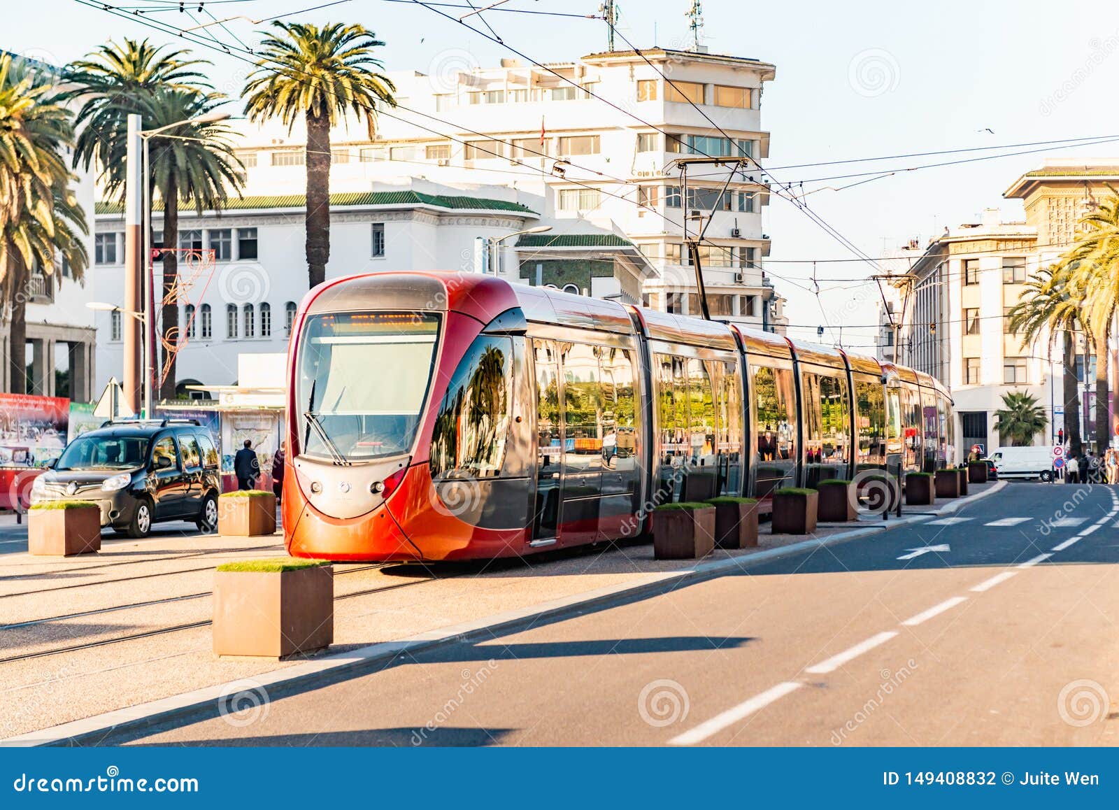 Casablanca Morocco ,Feb 16 . 2018 , a Tram in the Prefecture of ...