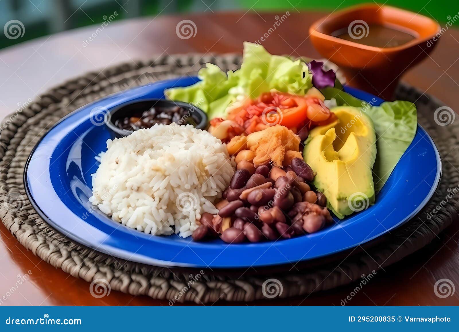 Casado Typical Costa Rican Dish with Rice Beans Stock Illustration ...