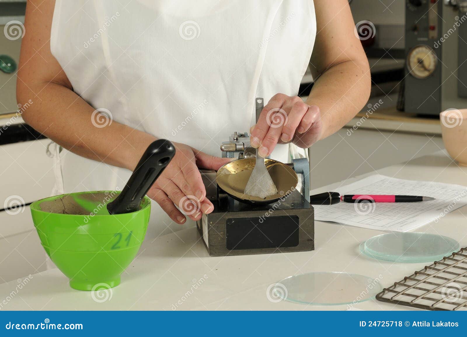Casagrande Cup with Soil Pat and Grooving Tool Stock Photo - Image of ...