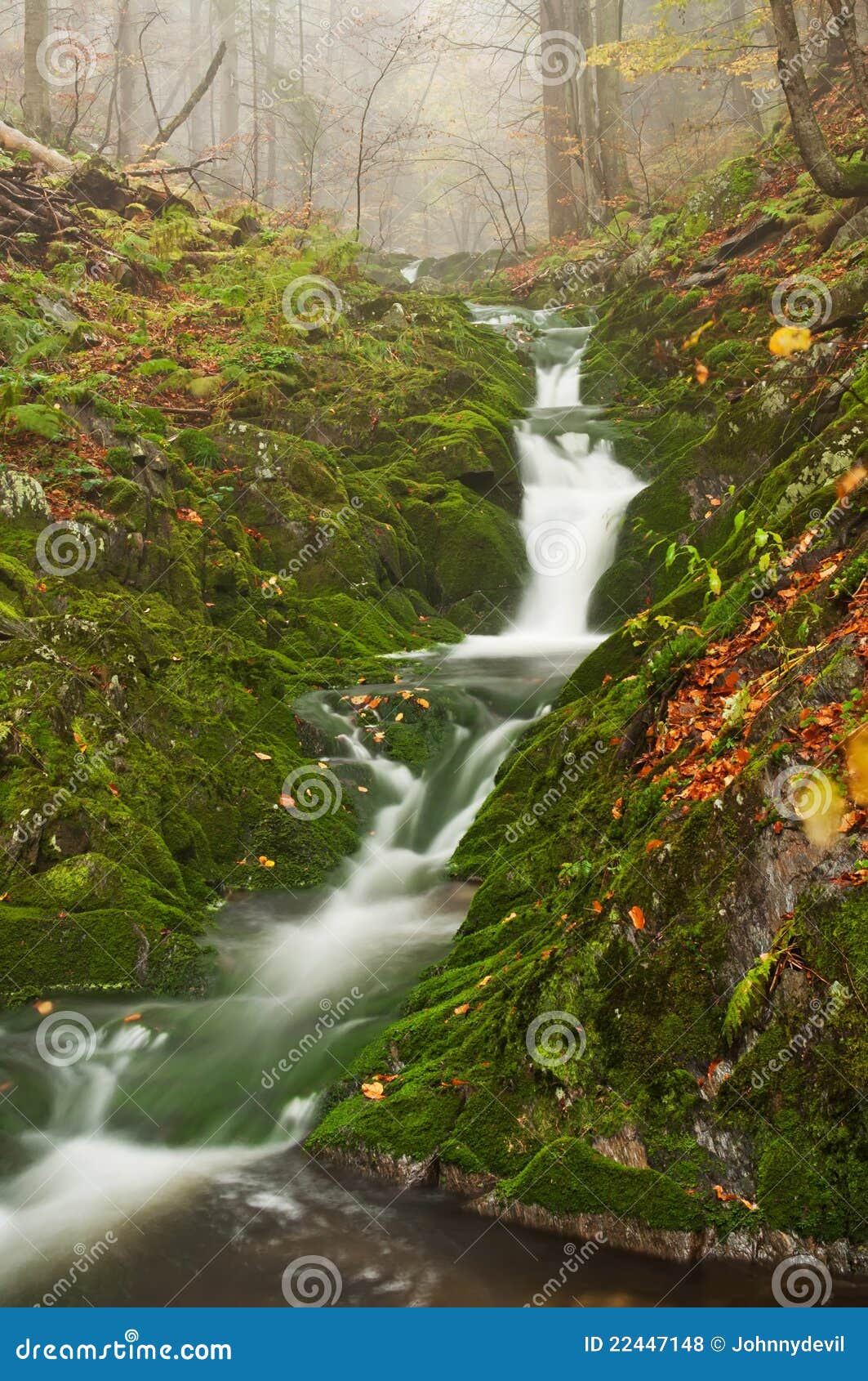 Cascada brumosa hermosa foto de archivo. Imagen de arroyo - 22447148