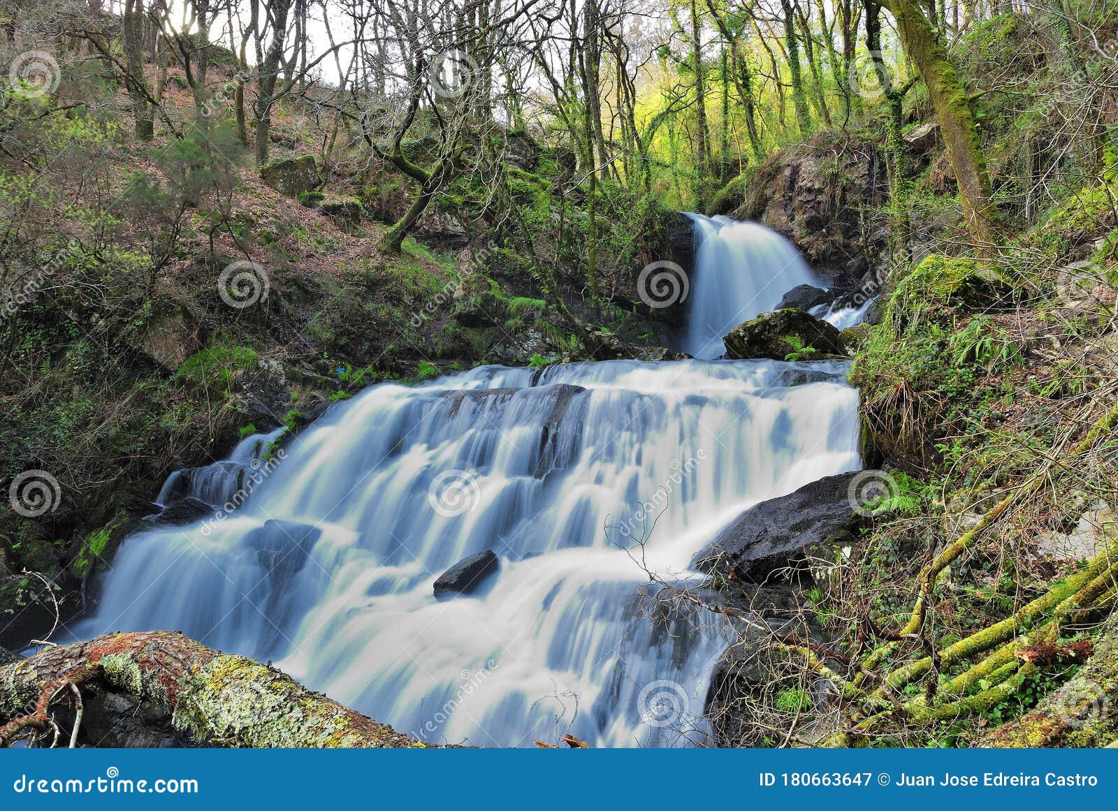 Waterfall in Val do Dubra stock image. Image of green - 180663647