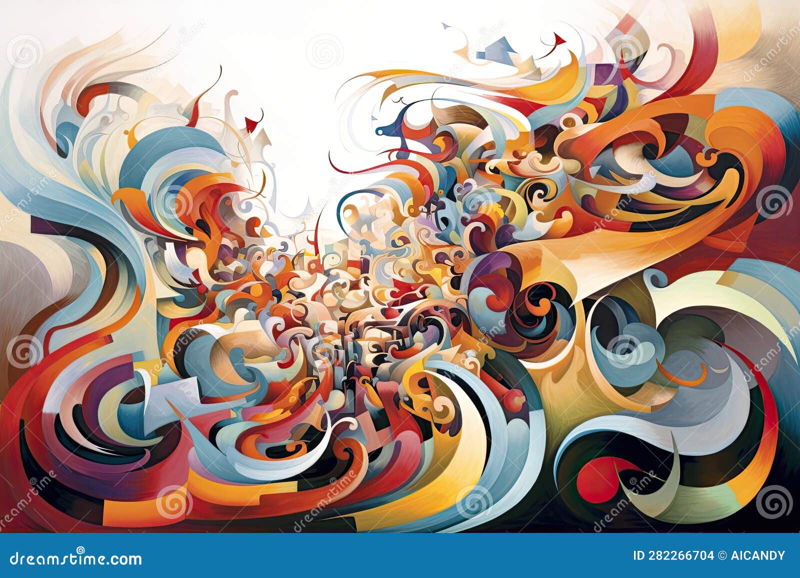 Cascade of Abstract Shapes and Swirling Forms, Infusing the Composition ...