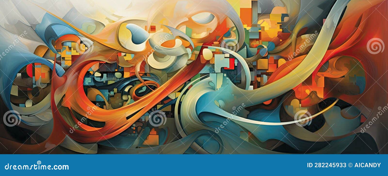 Cascade of Abstract Shapes and Swirling Forms, Infusing the Composition ...