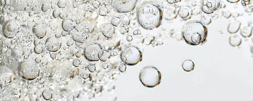 A Cascade of Bubbles Falling from the Top of a White Background ...