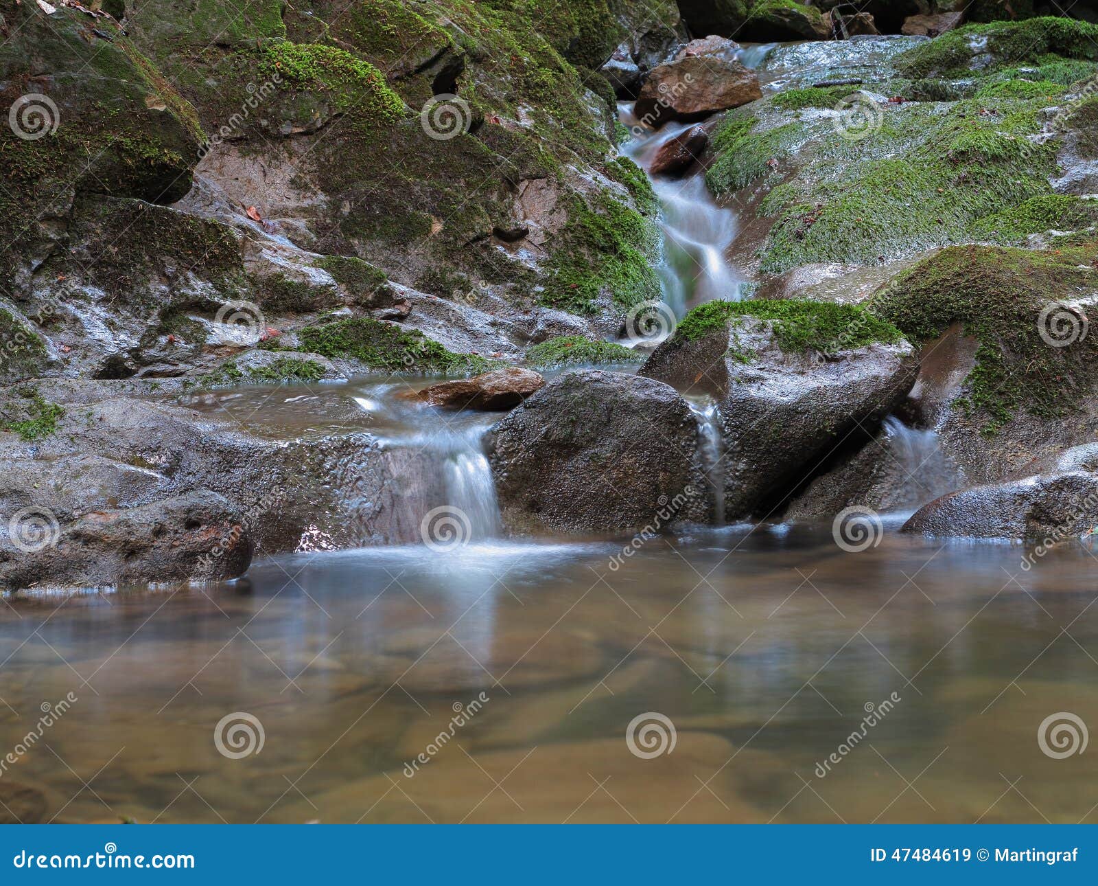 Small Cascade with Gentle Flow into Shallow Waters Stock Image - Image ...