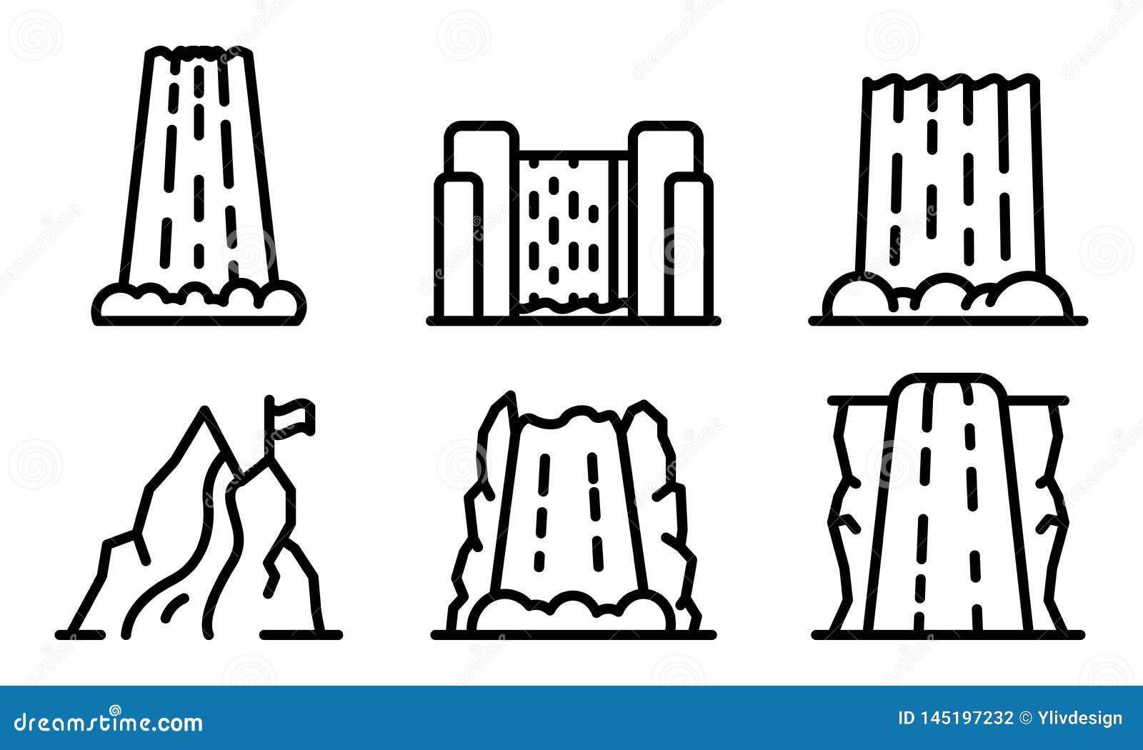 Cascade Icons Set, Outline Style Stock Vector - Illustration of ...
