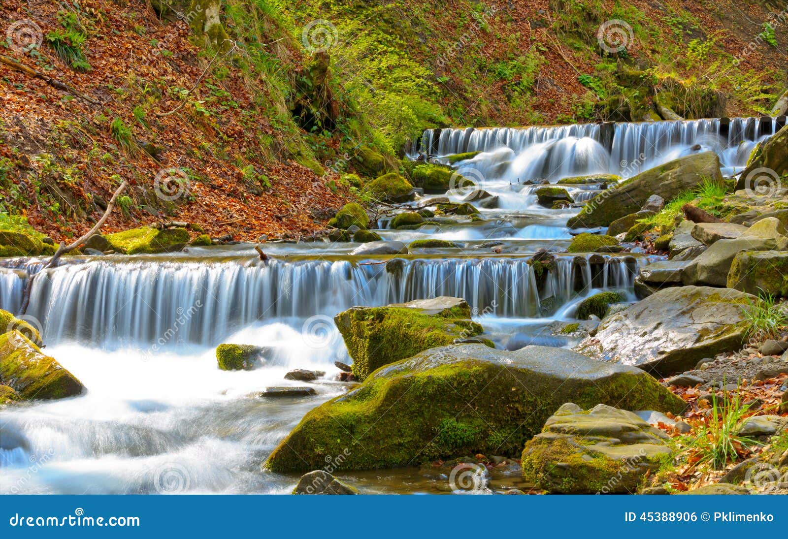 Cascade on mountain river stock photo. Image of soft - 45388906
