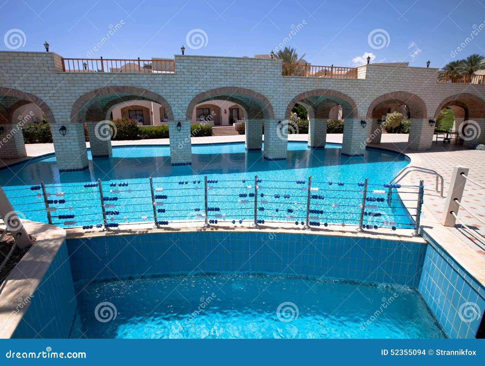 Cascade Pool with Blue Water at the Hotel in Egypt Stock Photo - Image ...