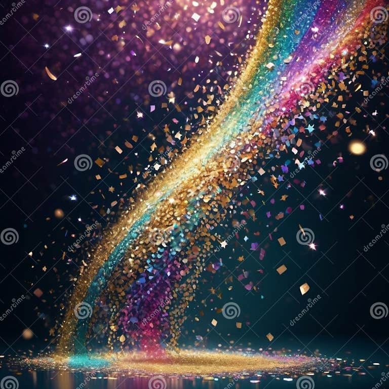 Cascade of Shimmering Sparkles Falling Bright Glitter Confetti, AI ...