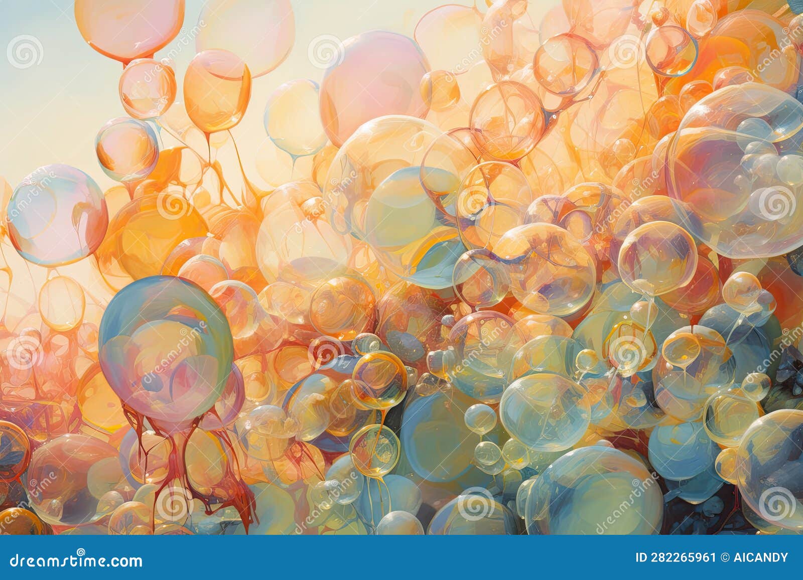 Cascade of Translucent Bubbles Floating in the Air, Capturing the ...