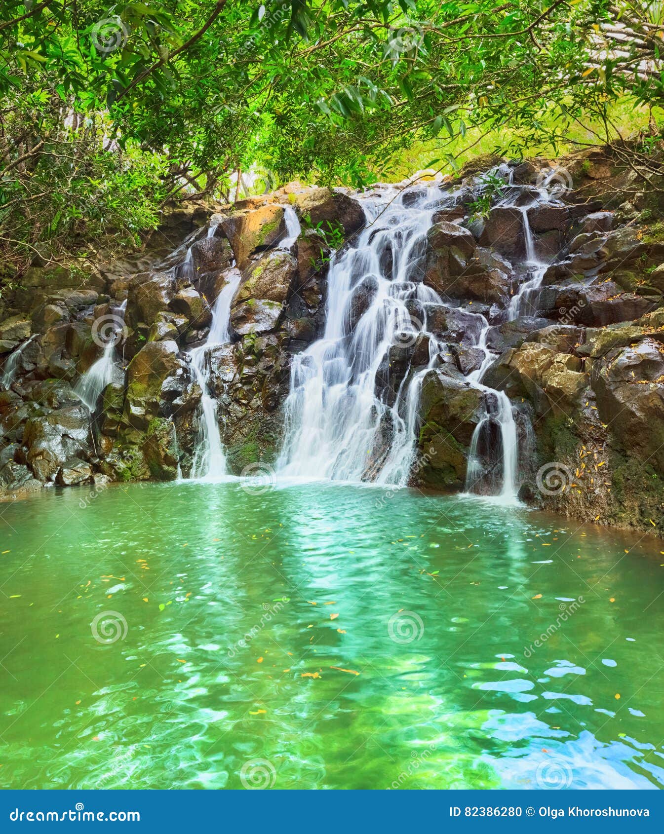 Cascade Vacoas Waterfall. Mauritius. Panorama Royalty-Free Stock ...