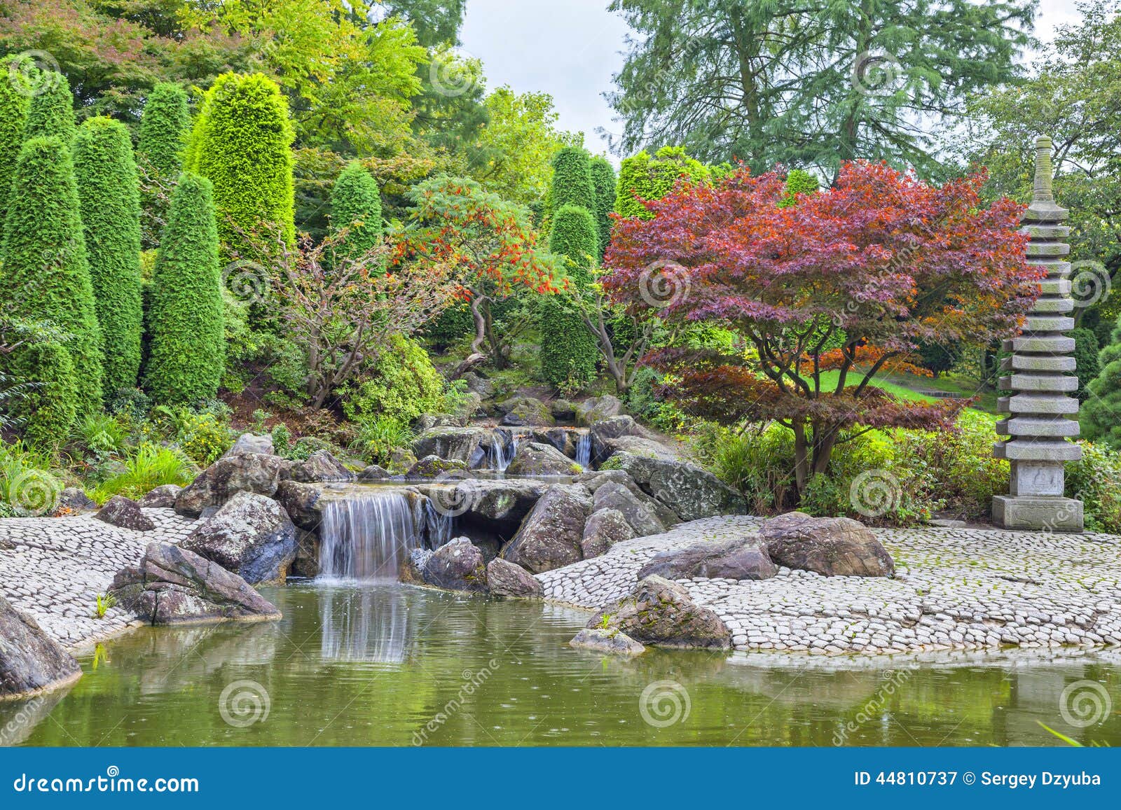 Cascade Waterfall in Japanese Garden in Bonn Stock Image - Image of ...
